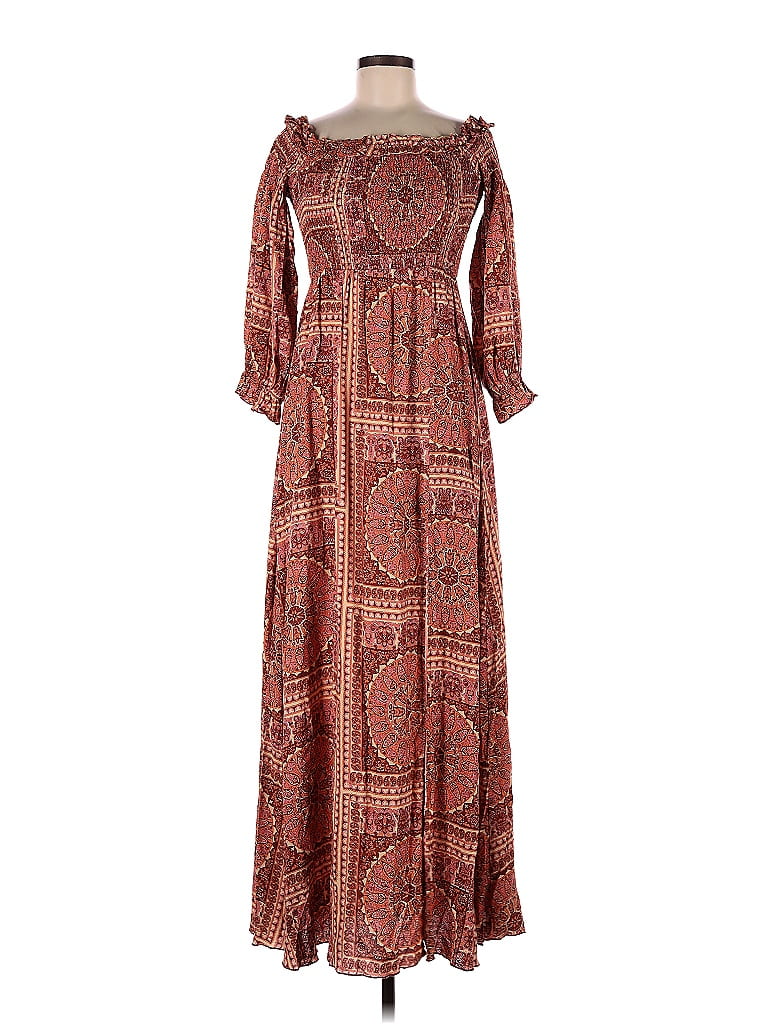 AaKaa 100% Rayon Multi Color Brown Casual Dress Size M - 45% off | ThredUp