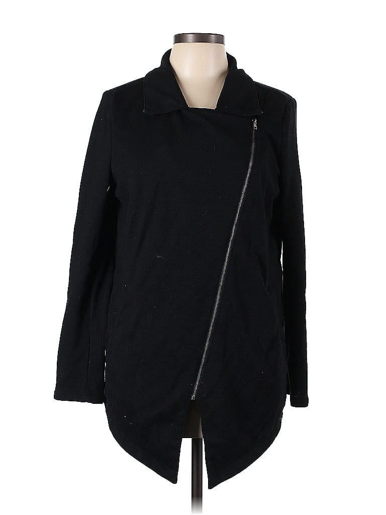 Doe & Rae Solid Black Jacket Size L - 75% off | ThredUp
