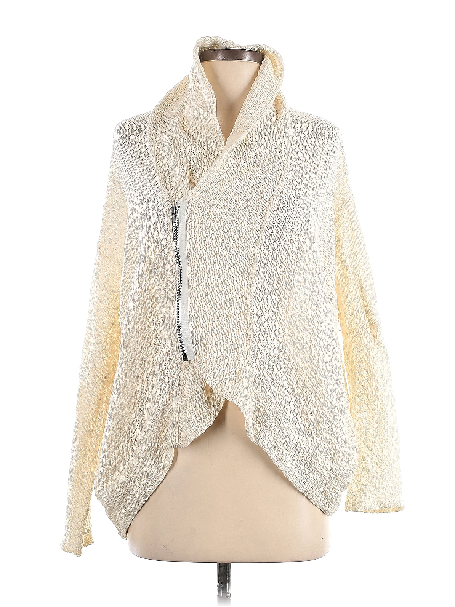 Left Coast by Dolan 100% Rayon Color Block Solid Ivory Cardigan Size S ...