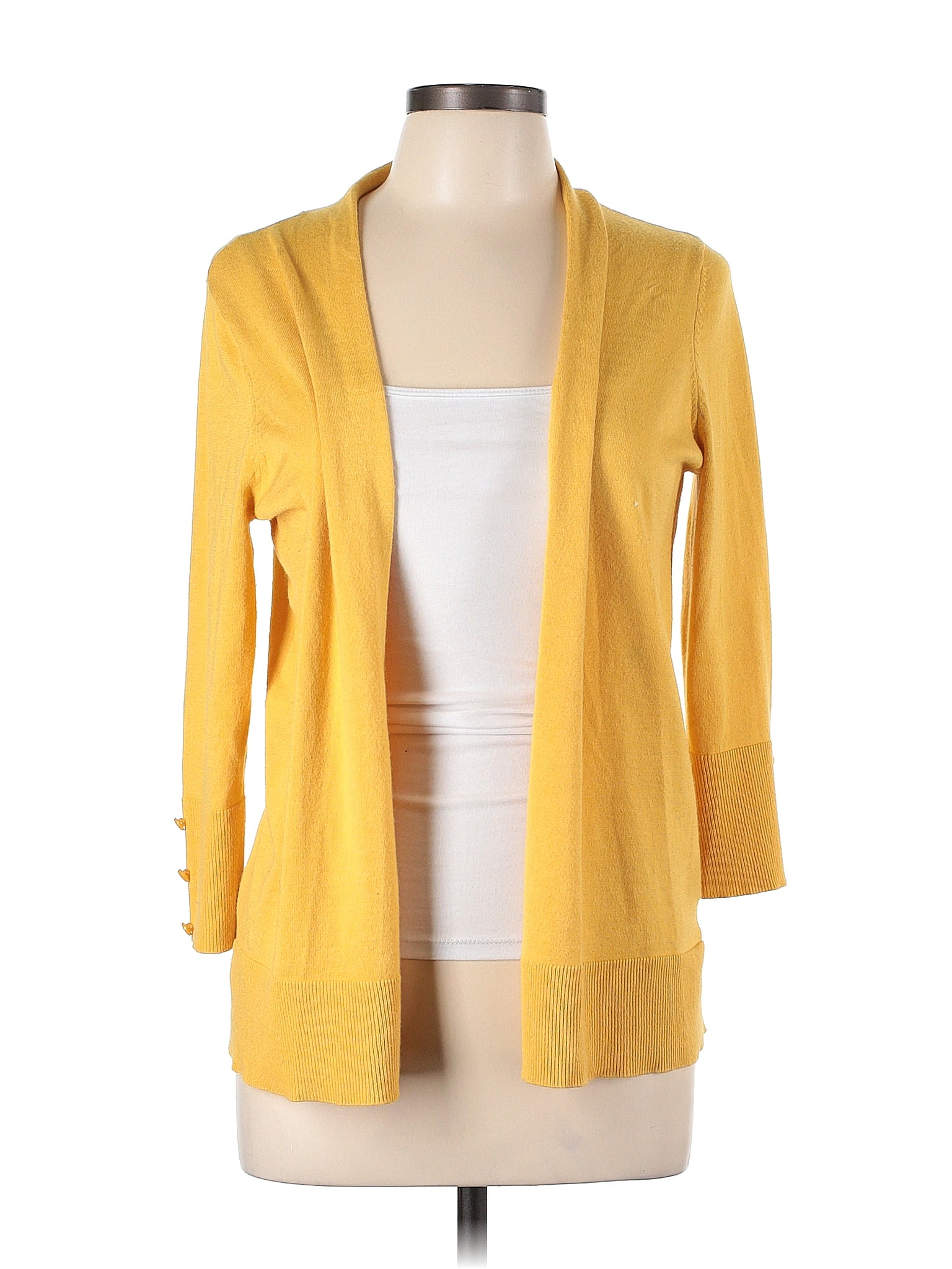 Evolution by Cyrus Color Block Solid Yellow Cardigan Size L - 80% off ...