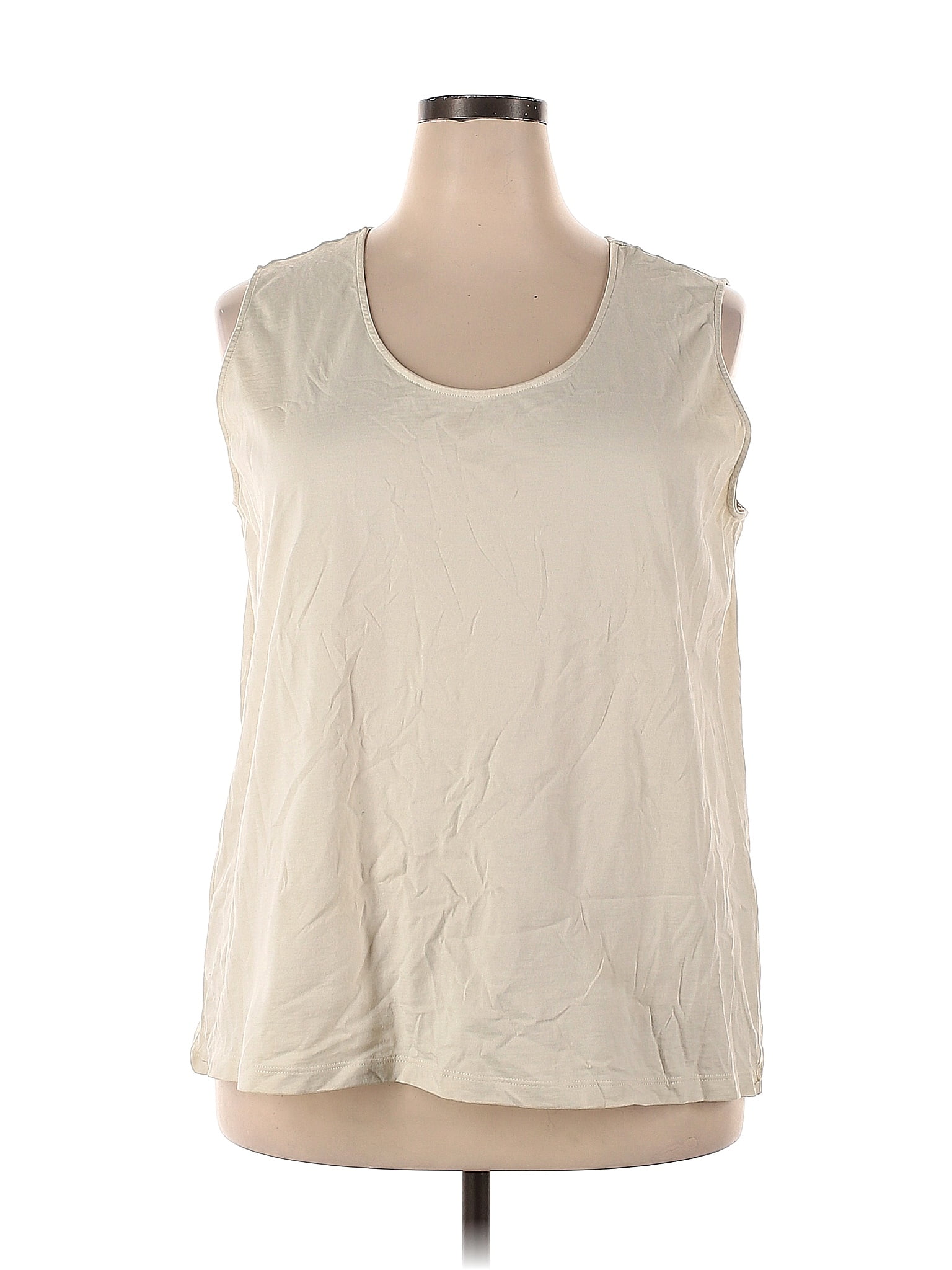 The Pyramid Collection 100% Cotton Solid Ivory Sleeveless T-Shirt Size ...