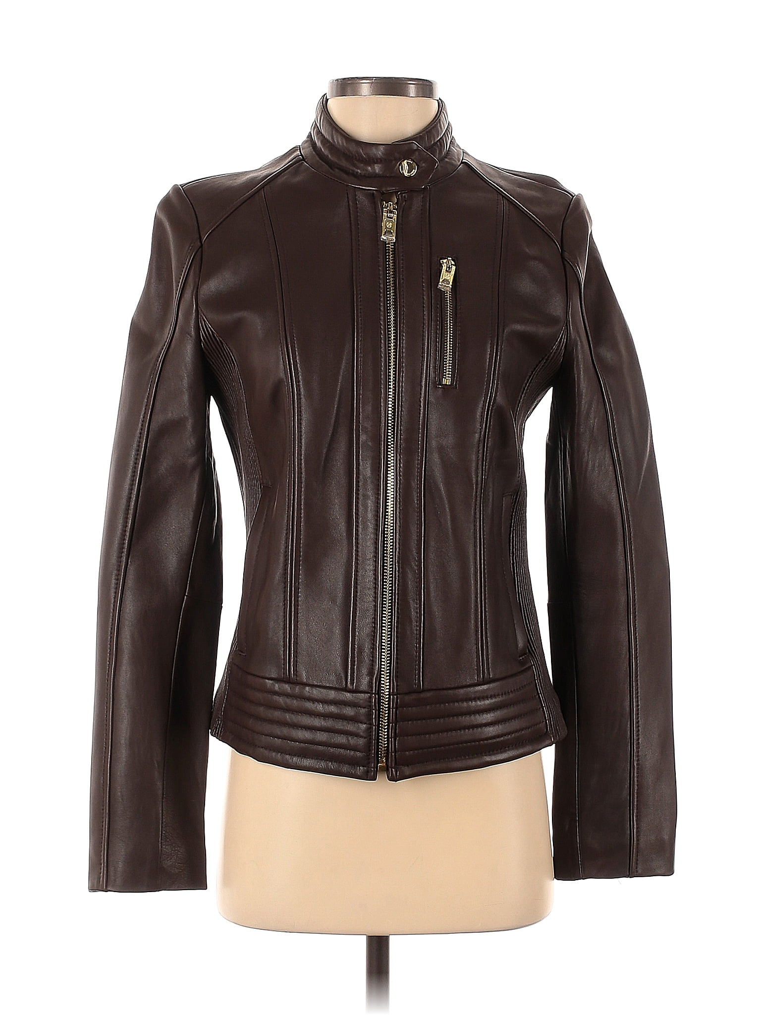 MICHAEL Michael Kors 100% Leather Solid Brown Leather Jacket Size S - 70% off | ThredUp