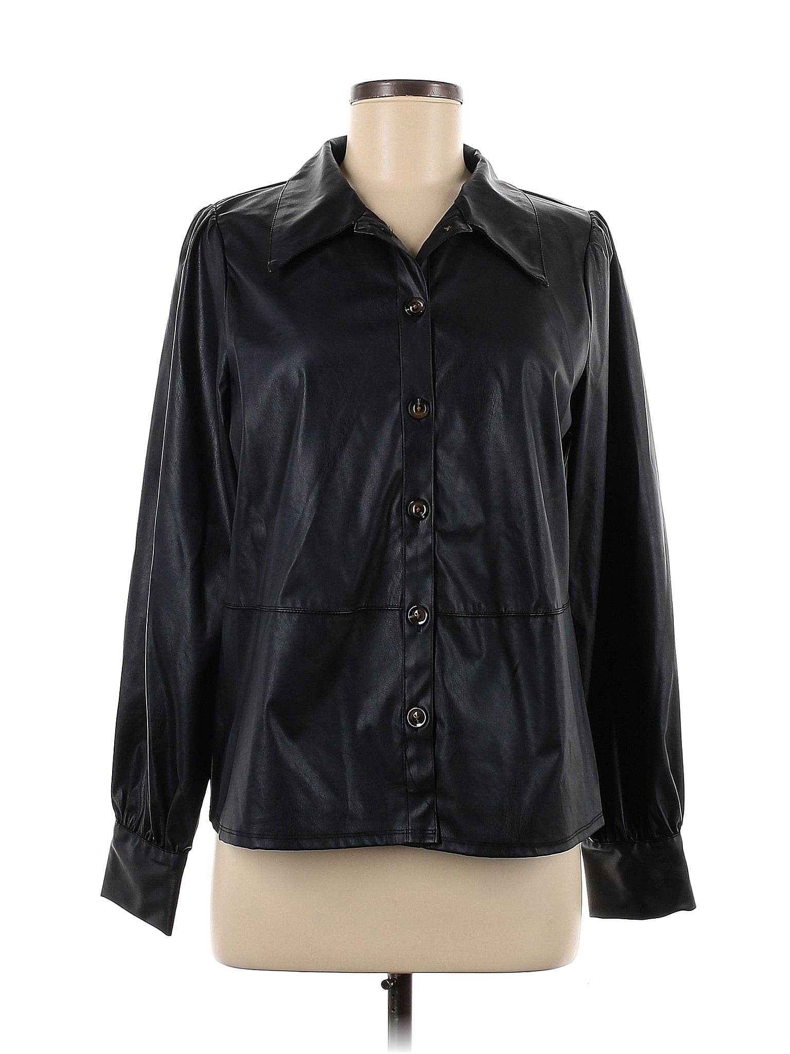 Who What Wear 100% Polyester Solid Black Faux Leather Jacket Size M - 42% off | ThredUp