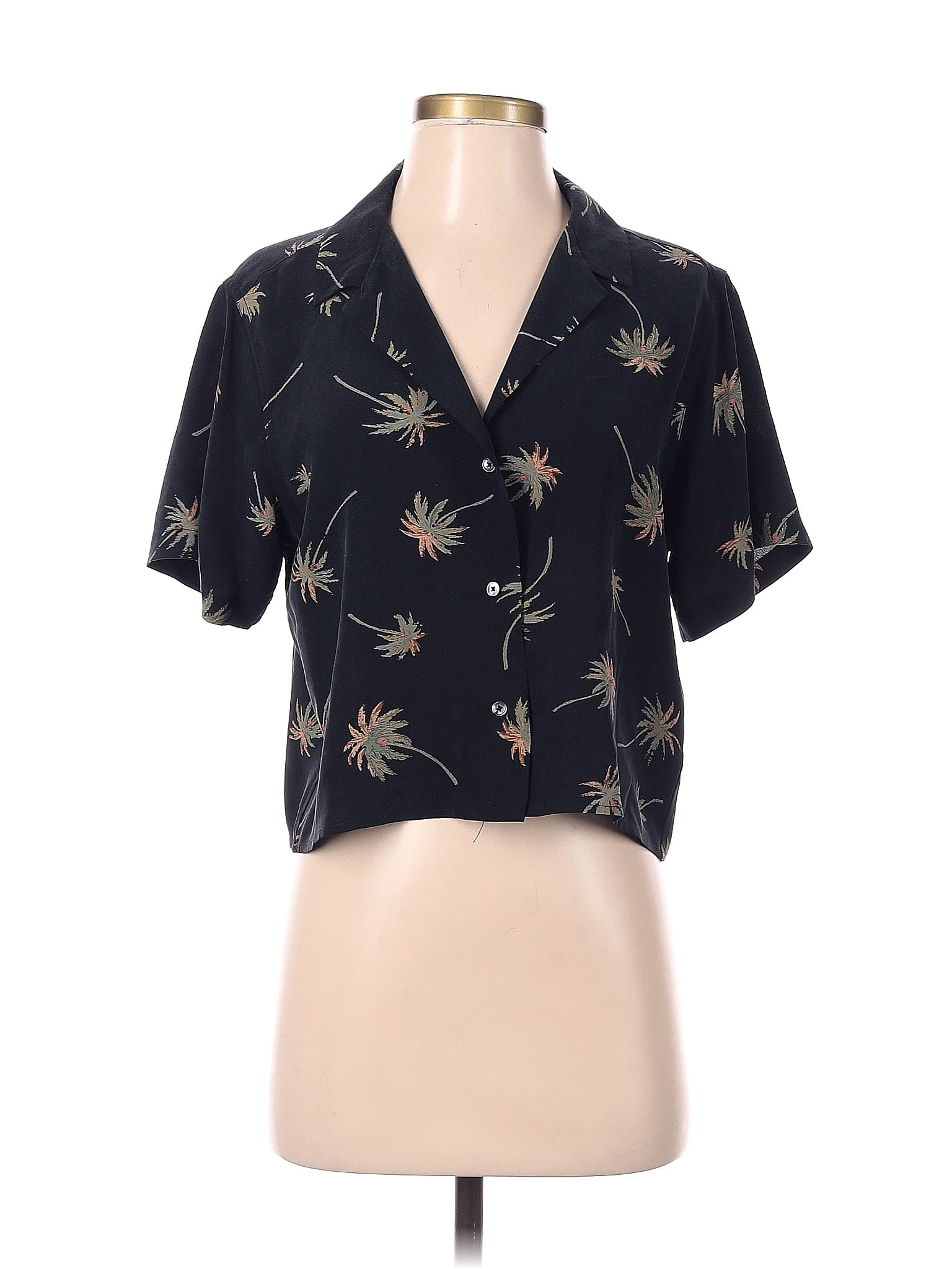 Rails 100 Silk Tropical Black Short Sleeve Silk Top Size S 72 Off