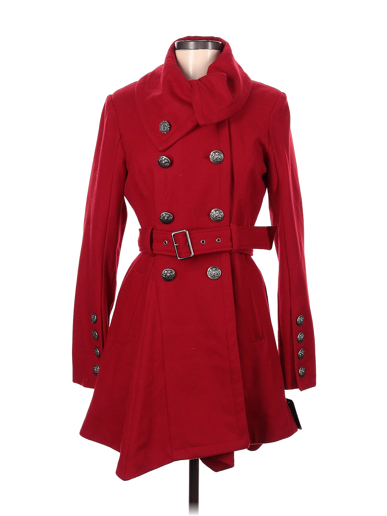 Guess Solid Red Trenchcoat Size M - 65% off | thredUP