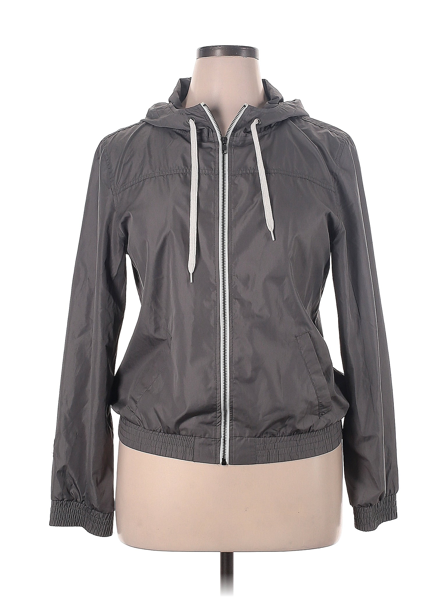 Zine 100% Polyester Solid Gray Windbreaker Size XL - 40% off | ThredUp
