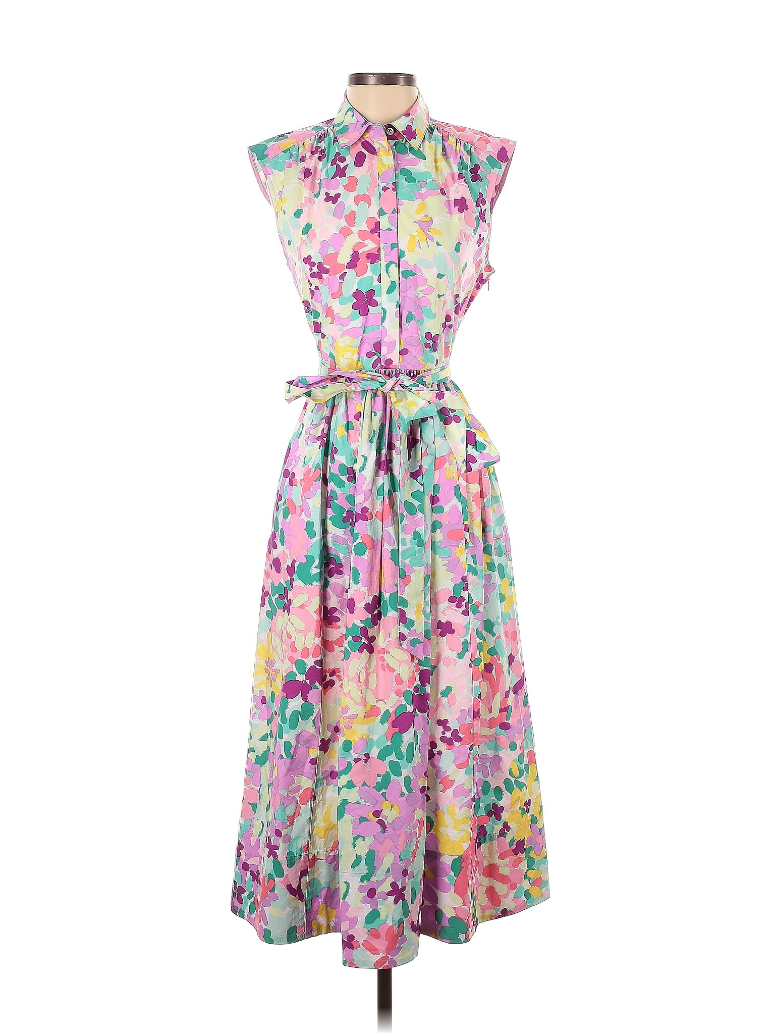 Kate Spade New York 100 Cotton Floral Multi Color Pink Casual Dress