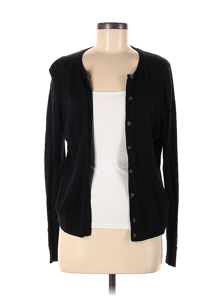 Ann Taylor Color Block Solid Black Cardigan Size L - 75% off | ThredUp