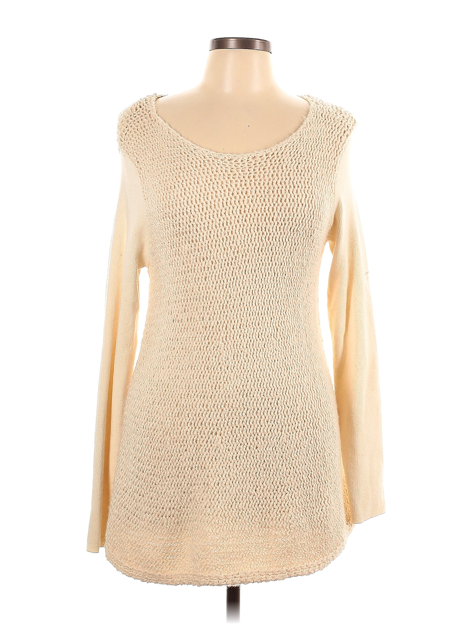 Club Monaco Color Block Solid Tan Ivory Wool Pullover Sweater Size L ...