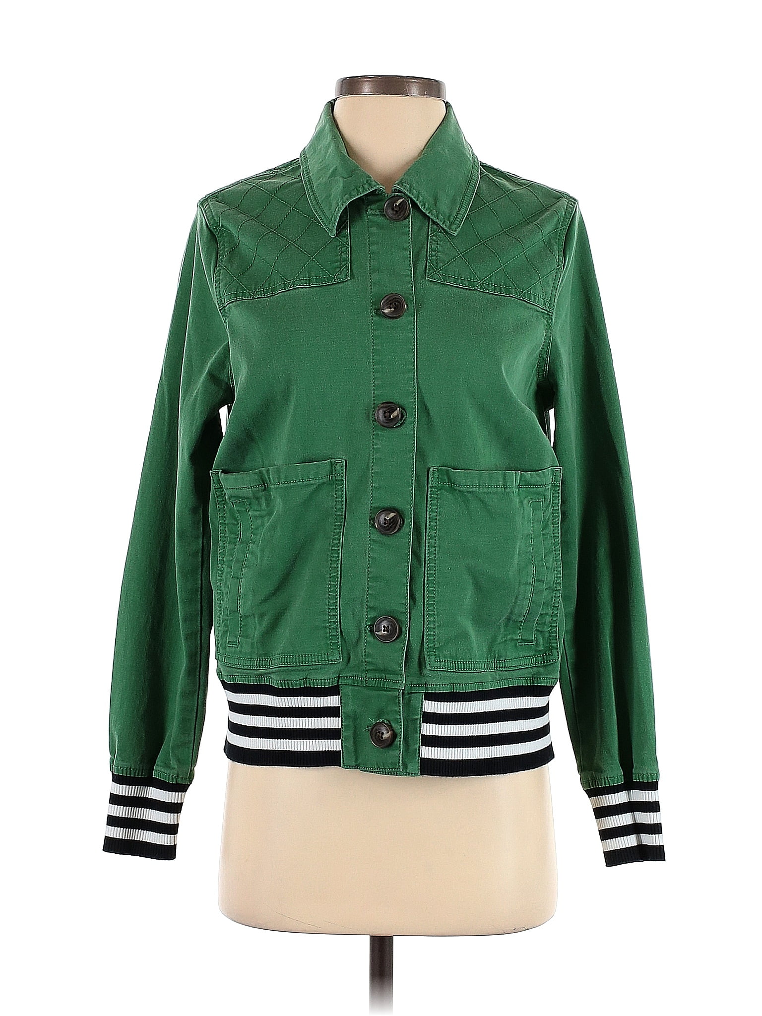 CAbi Solid Green Denim Jacket Size S - 67% off | ThredUp