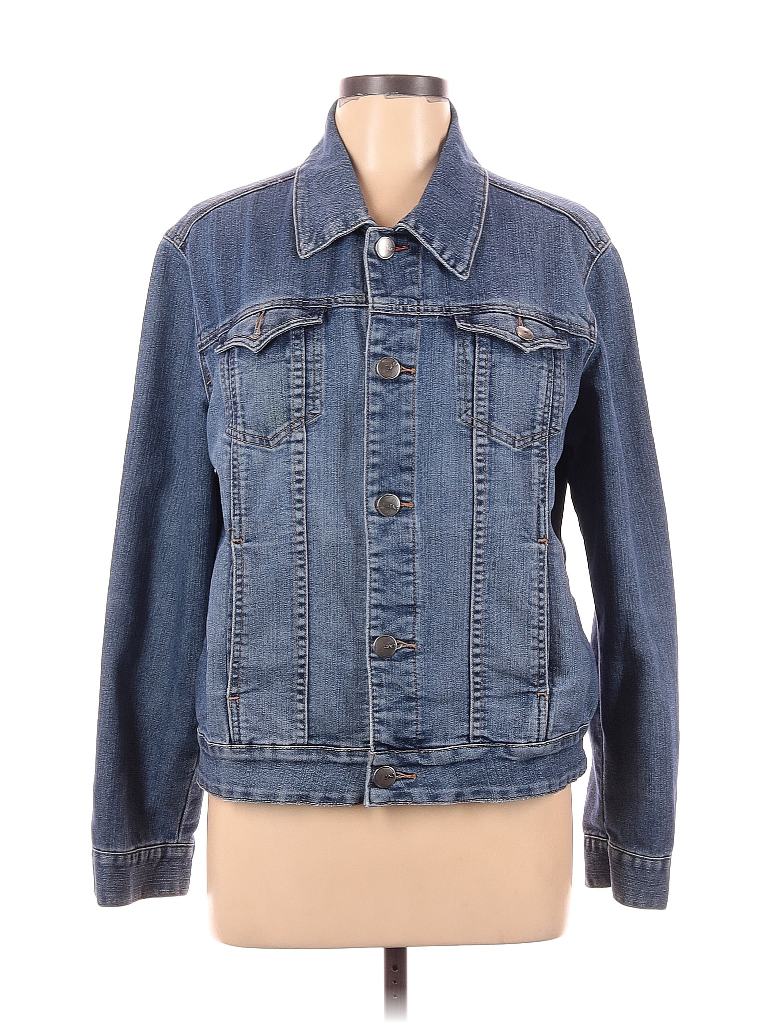 Jag Blue Denim Jacket Size L (Petite) - 70% off | ThredUp