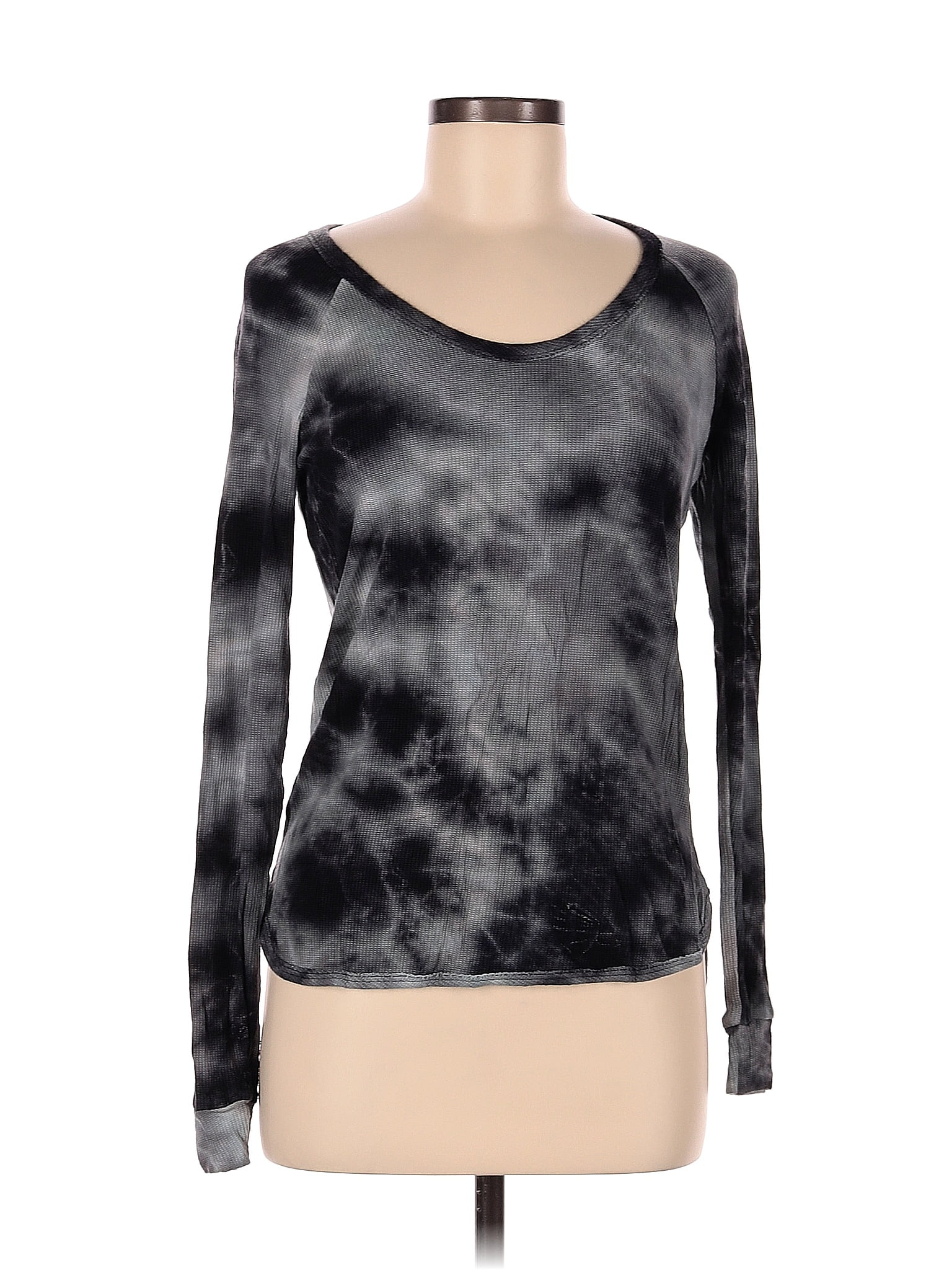 Chaser Color Block Tie-dye Black Gray Thermal Top Size M - 60% off ...