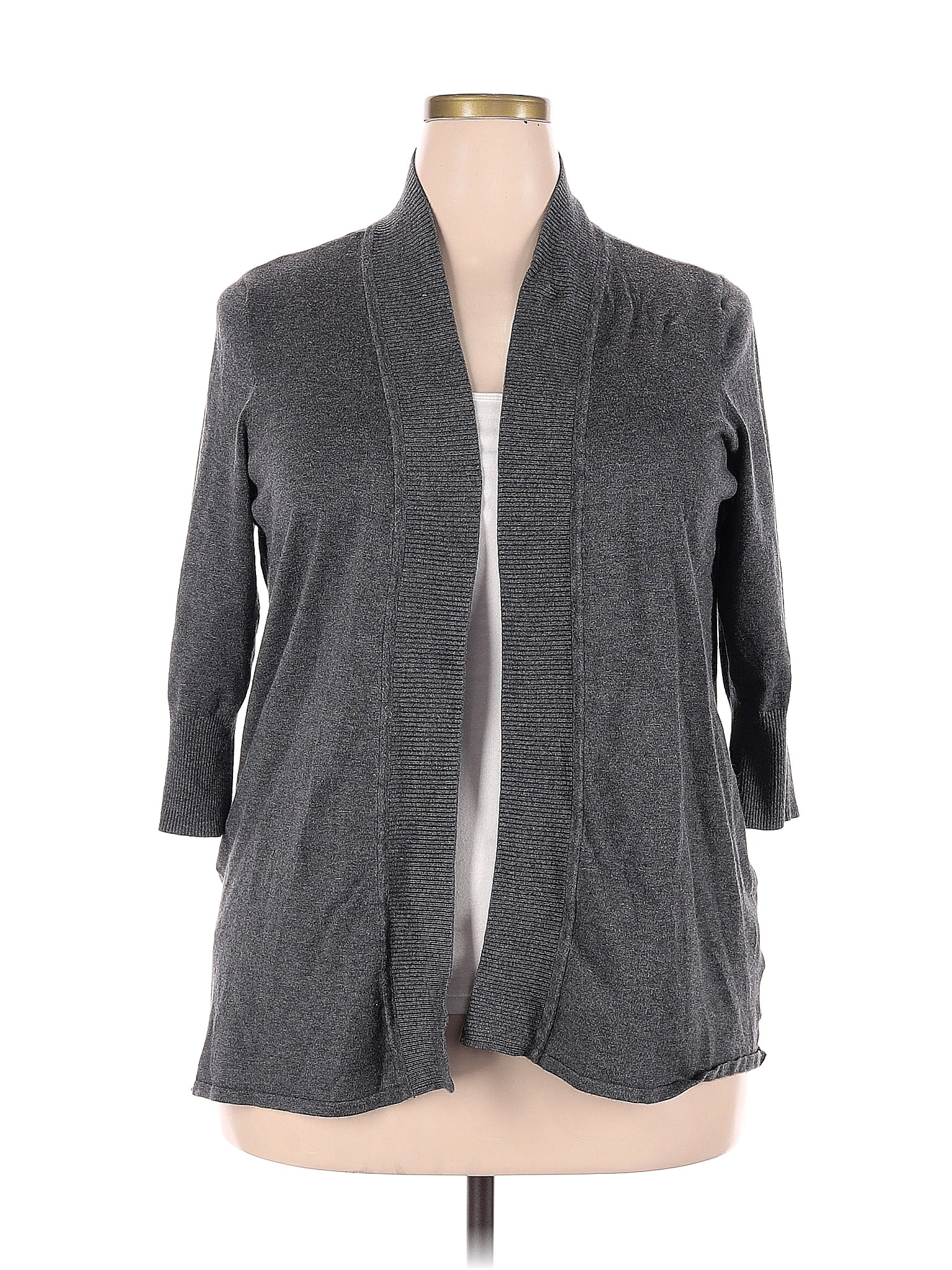 Laura Ashley Color Block Gray Cardigan Size 2X (Plus) - 67% off | thredUP