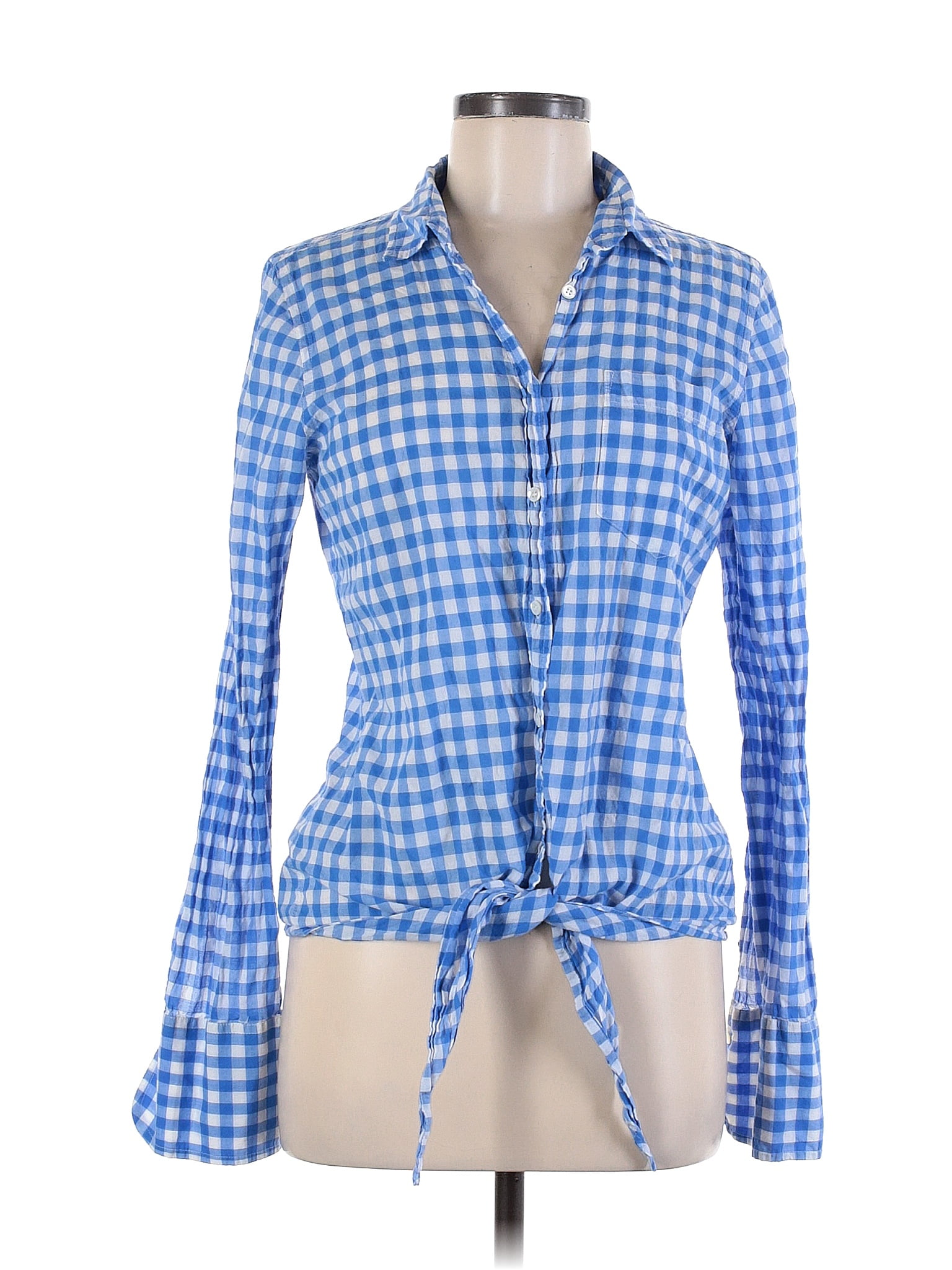 J.Crew Checkered-gingham Blue Long Sleeve Button-Down Shirt Size 8 (Tall) - 75% off | ThredUp