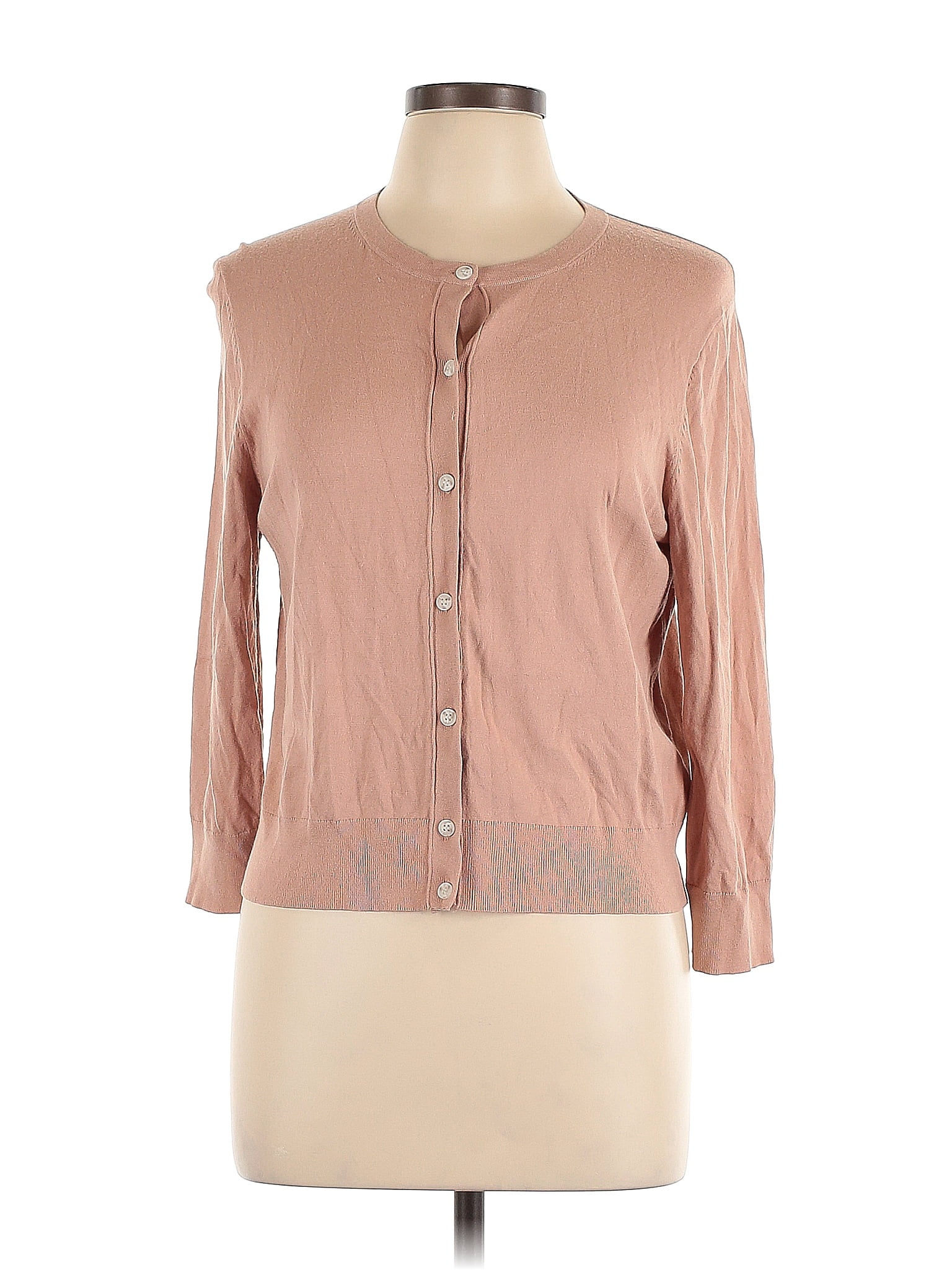 Ann Taylor Color Block Solid Tan Cardigan Size L - 70% off | ThredUp