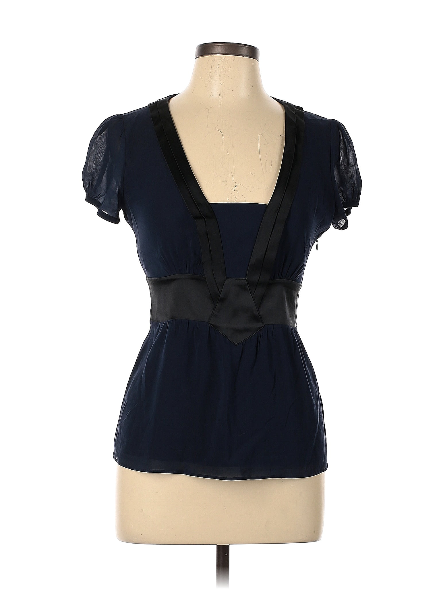 ETRO Solid Black Short Sleeve Silk Top Size 44 (IT) - 76% off | thredUP