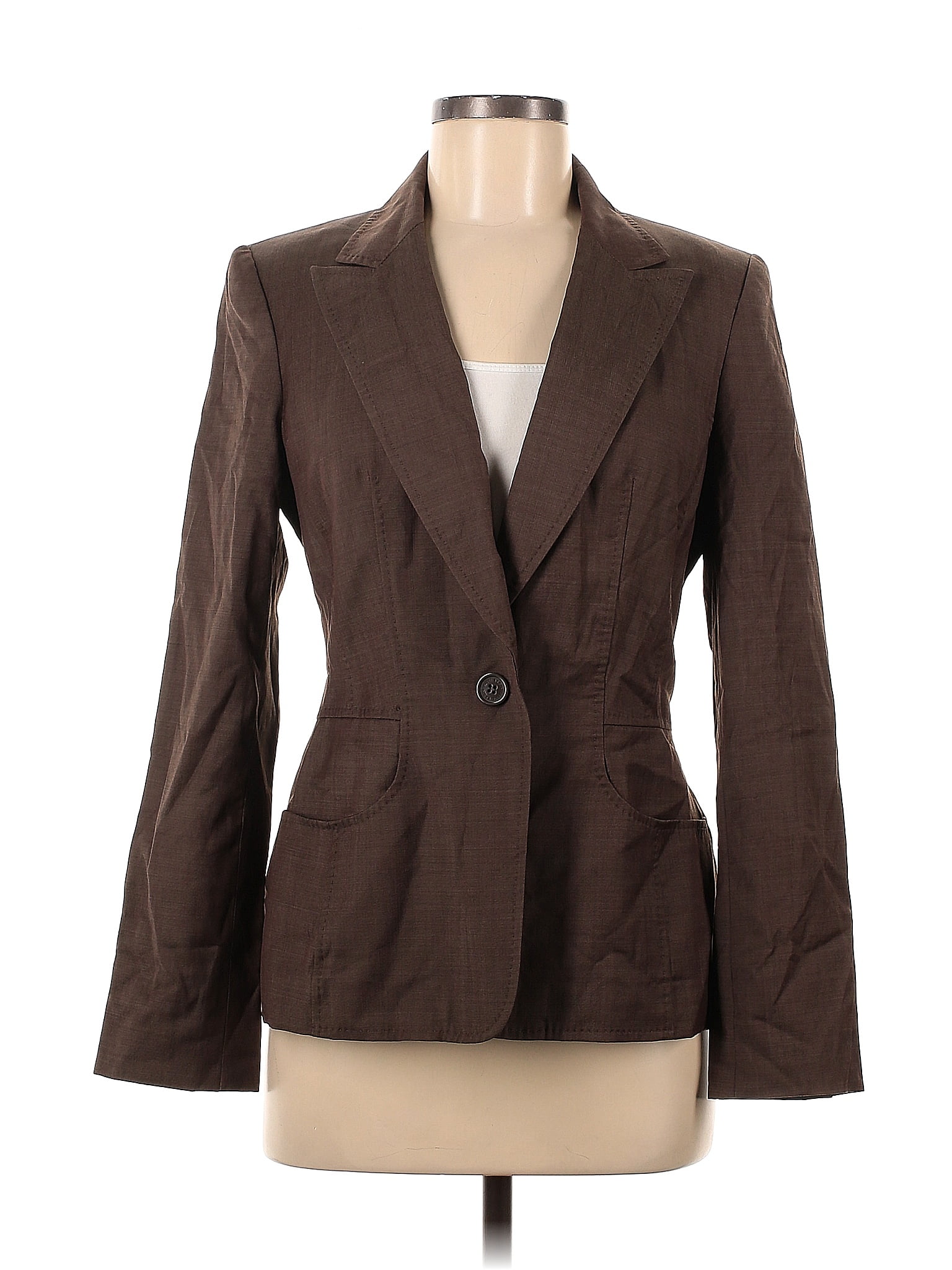 Anne Klein Collection 100% Wool Solid Brown Wool Blazer Size 6 - 73% ...