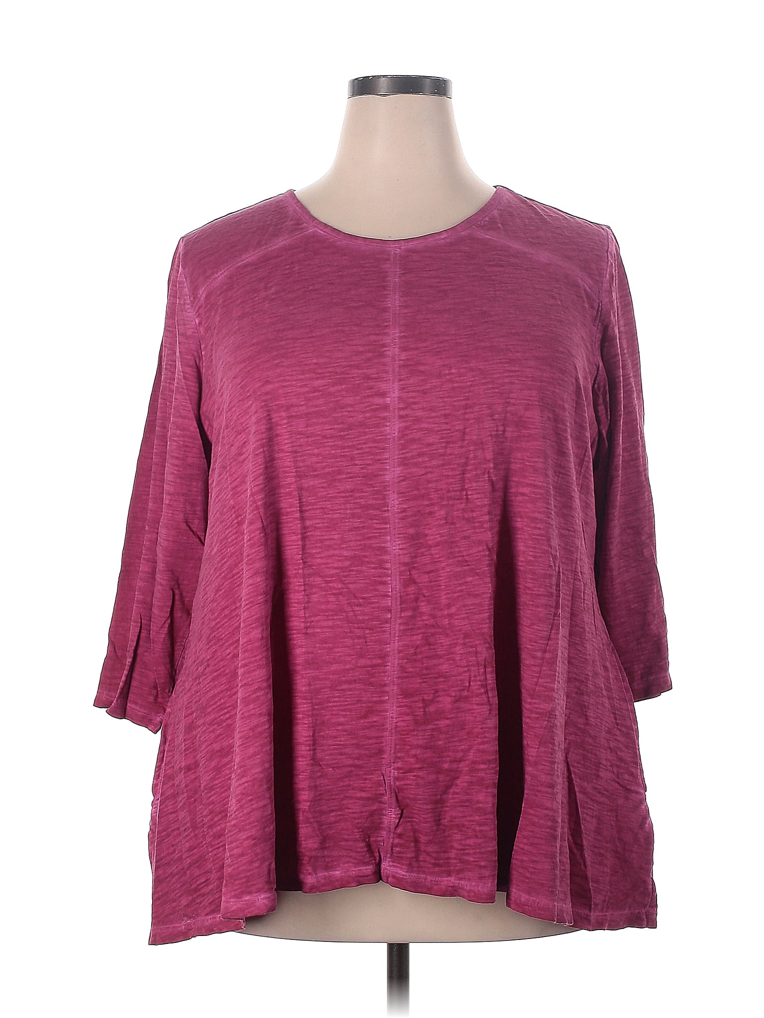 Logo By Lori Goldstein 100 Cotton Burgundy 3 4 Sleeve T Shirt Size 2x