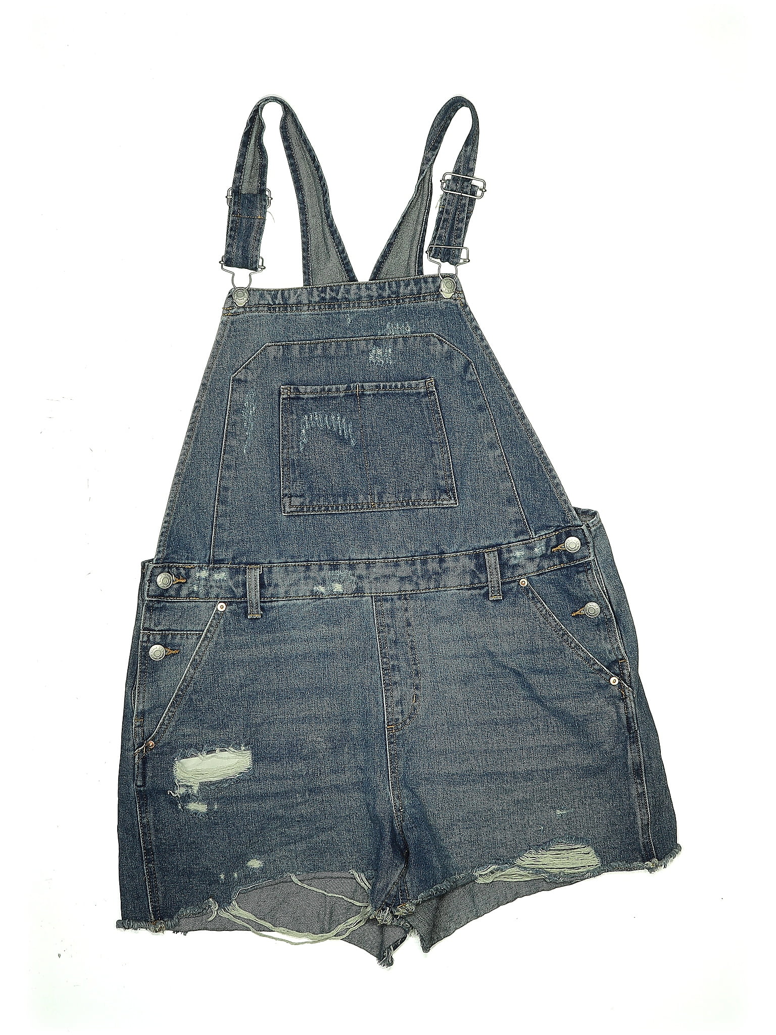 Wild Fable 100% Cotton Solid Blue Overall Shorts Size L - 12% off | thredUP