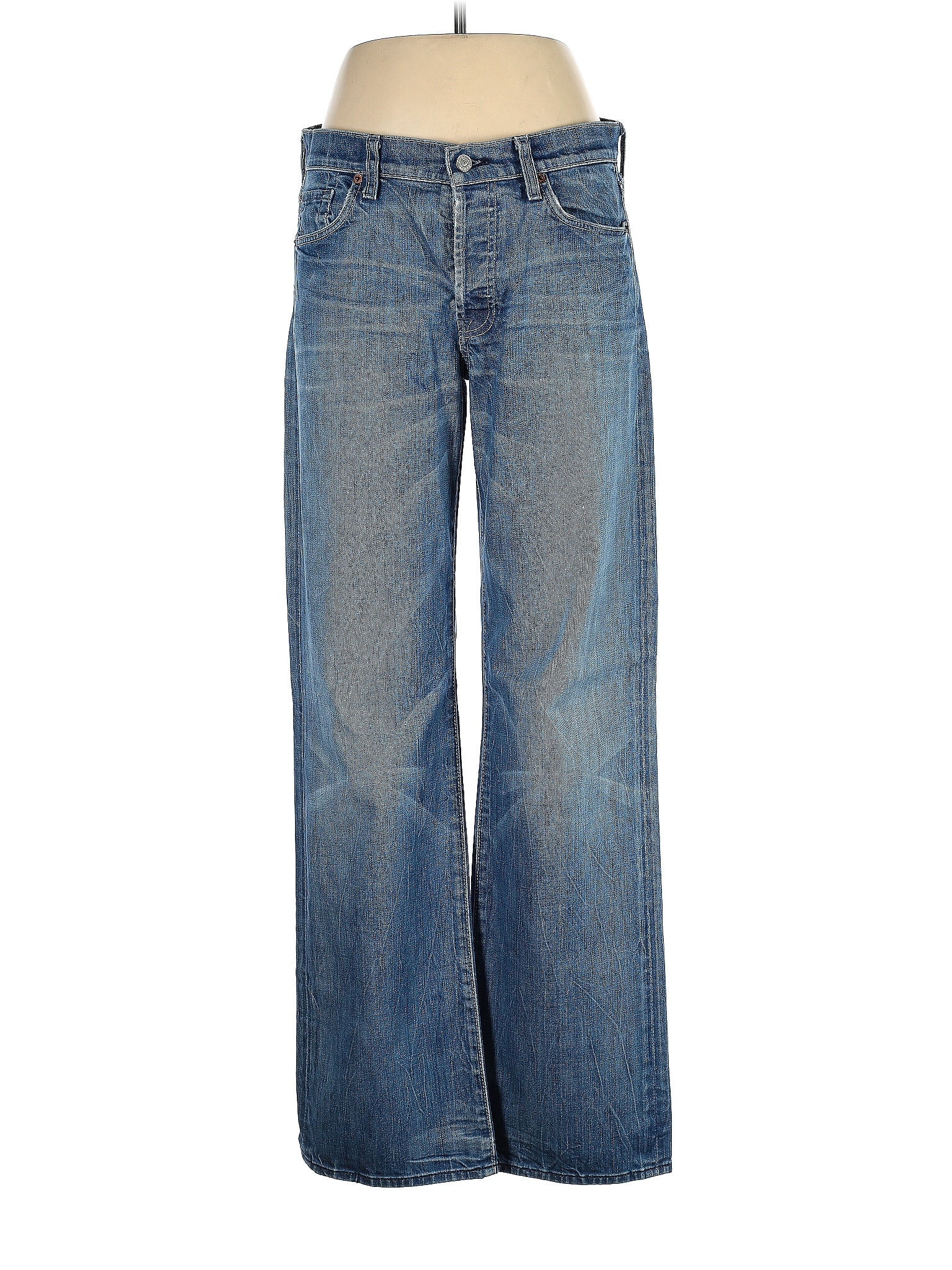 7 For All Mankind Solid Blue Jeans 33 Waist - 78% off | ThredUp