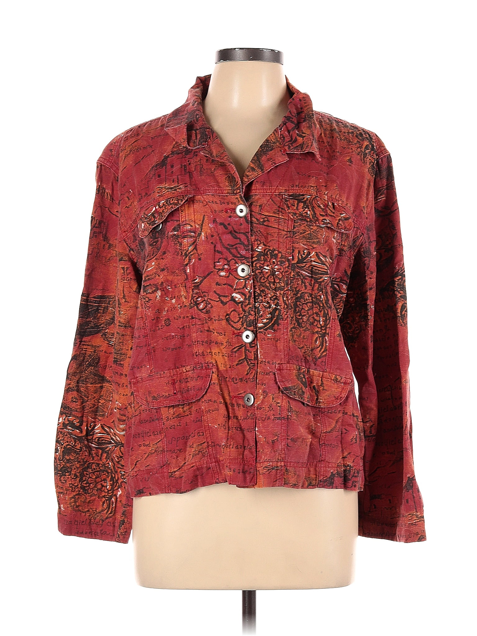 Chico's 100% Cotton Red Jacket Size Lg (2) - 79% off | ThredUp