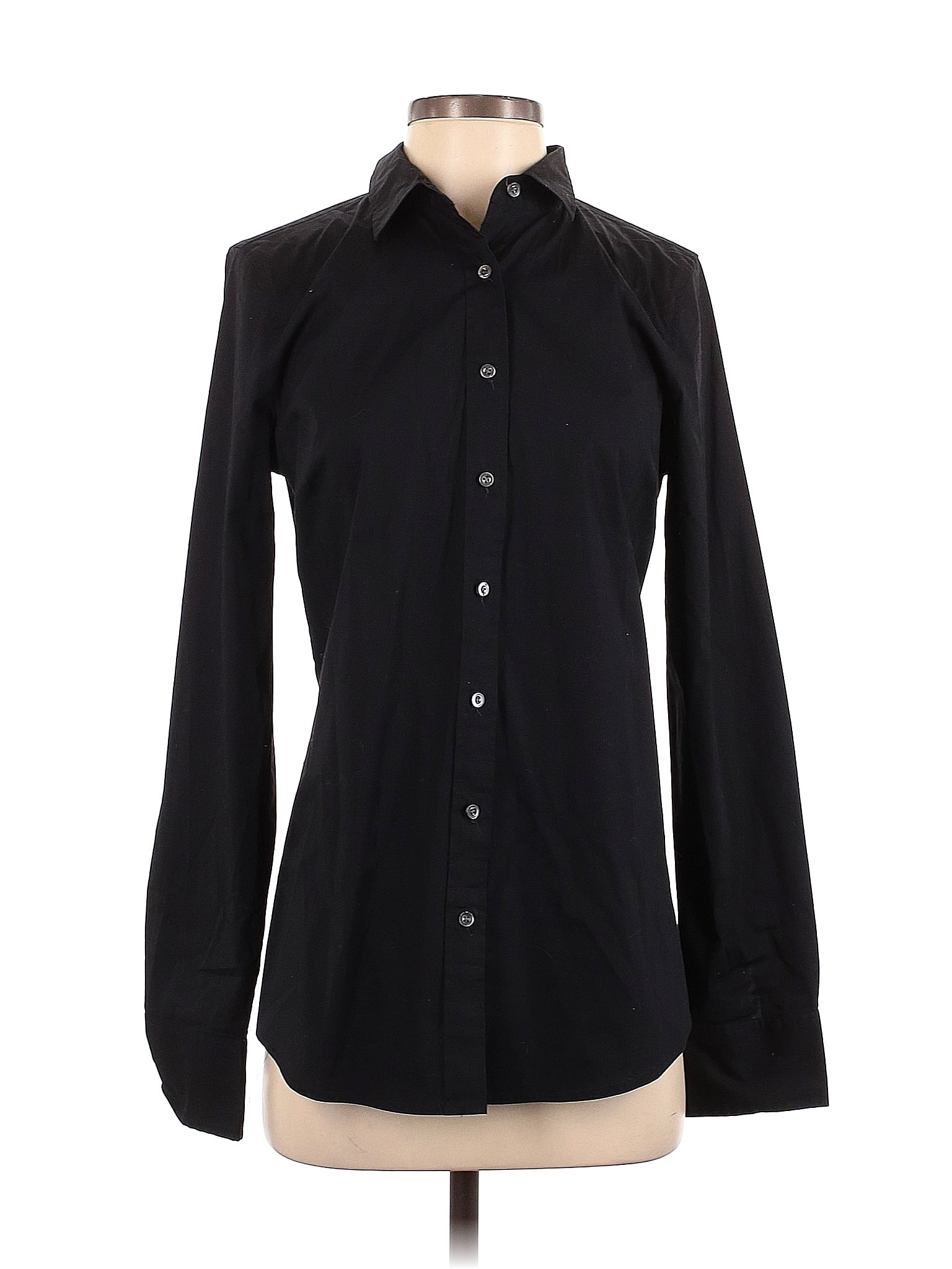 J Crew Solid Black Long Sleeve Button Down Shirt Size S Tall 74