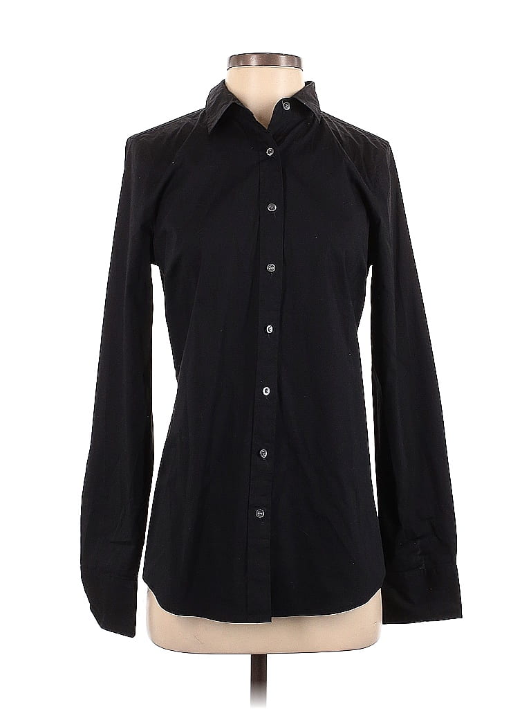 J Crew Solid Black Long Sleeve Button Down Shirt Size S Tall 74