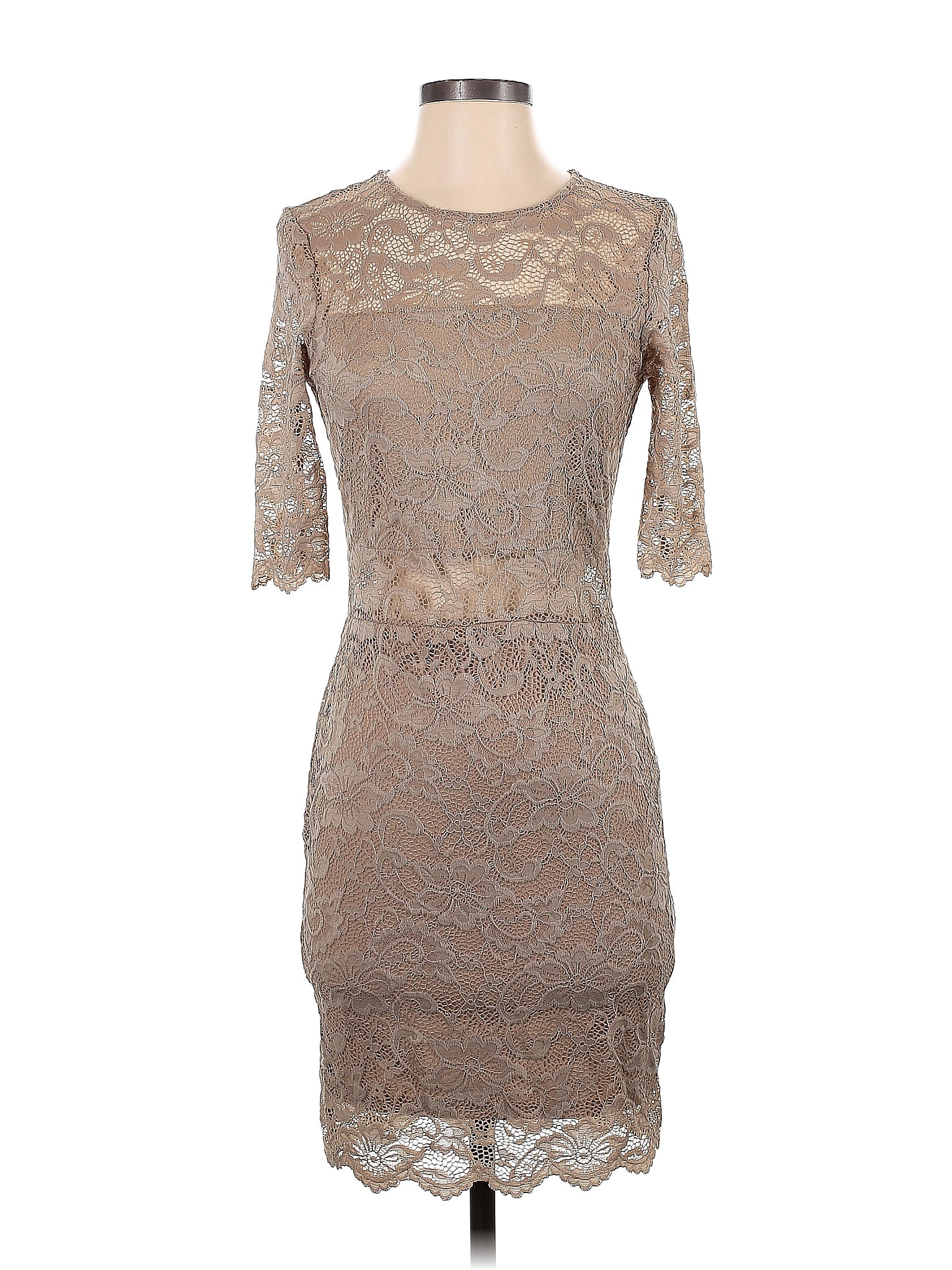 Heart & Hips Solid Tan Cocktail Dress Size S - 59% off | ThredUp