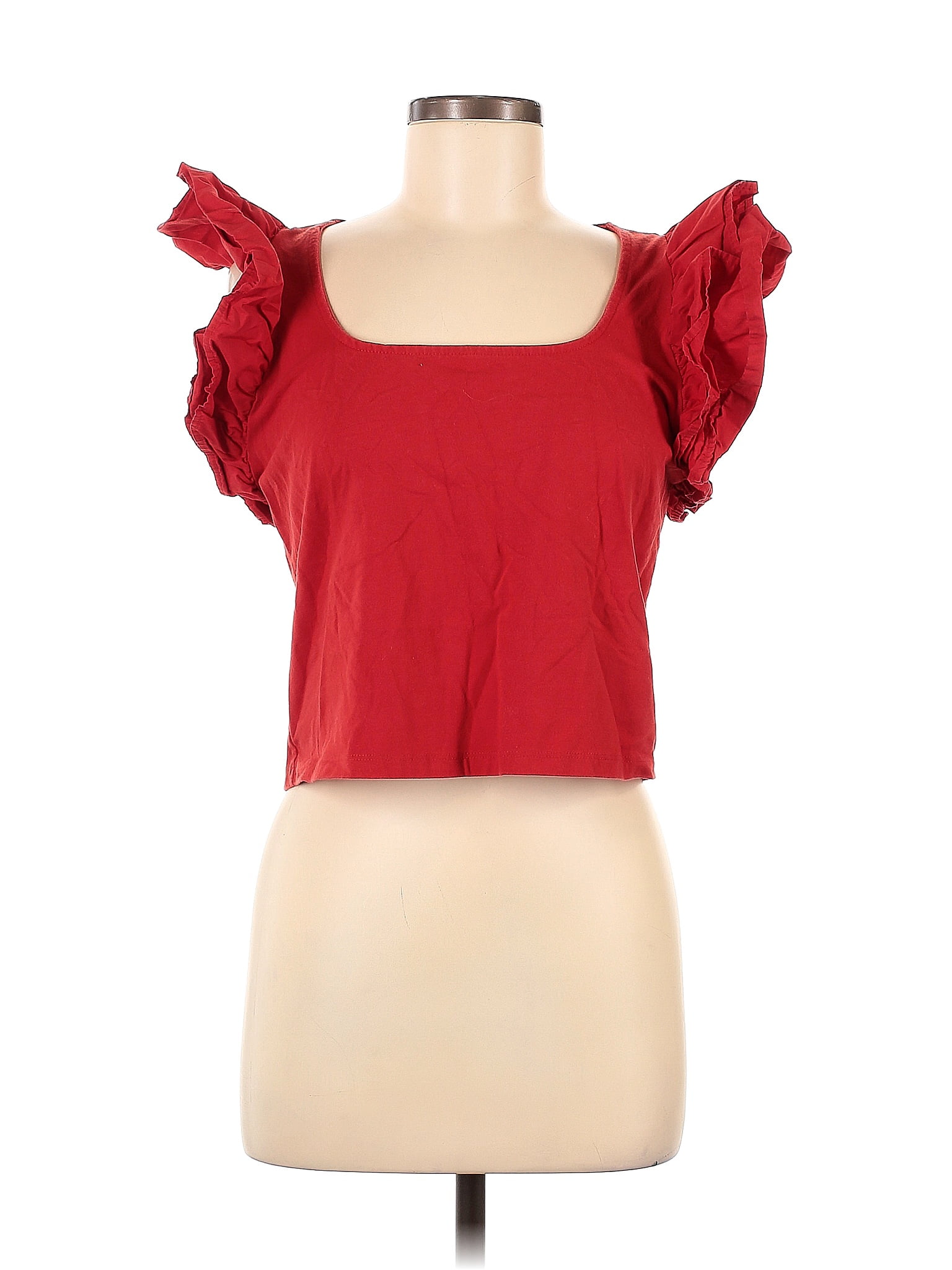 A New Day Solid Red Short Sleeve Top Size M 62 Off Thredup