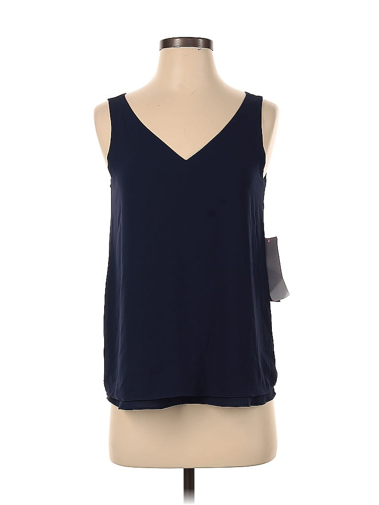 Lilly Pulitzer 100 Polyester Polka Dots Navy Blue Sleeveless Blouse