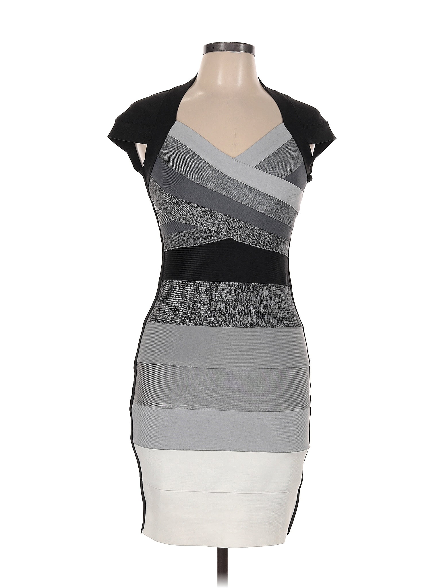 Venus Color Block Stripes Multi Color Gray Cocktail Dress Size M 54