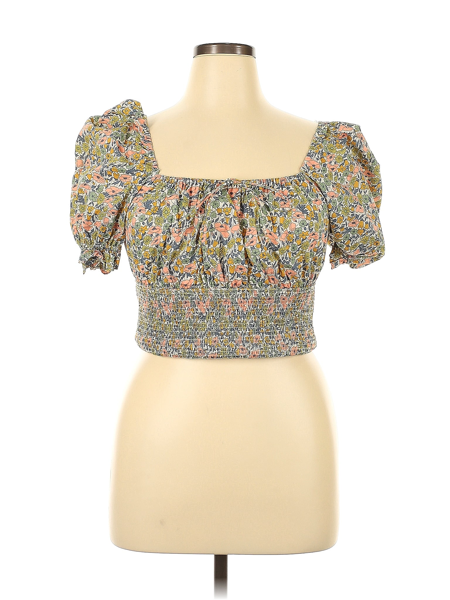 Arula 100% Cotton Paisley Yellow Green 3/4 Sleeve Blouse Size 1X (Plus ...