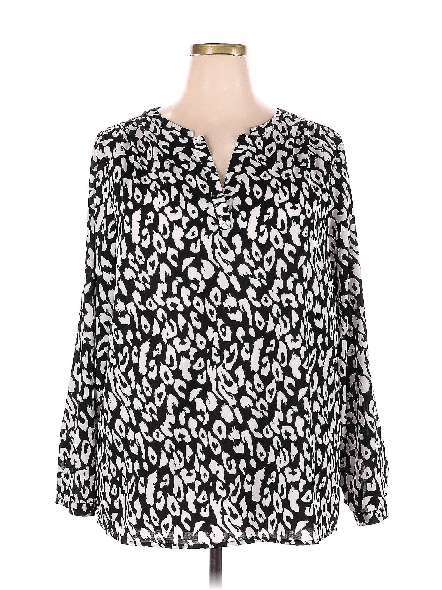 Lane Bryant 100 Polyester Multi Color Black Long Sleeve Blouse Size 18
