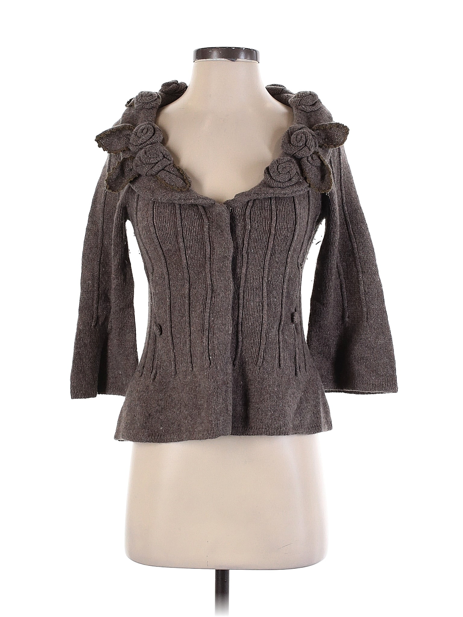 Charlie & Robin 100% Wool Solid Gray Cardigan Size S - 74% off | ThredUp