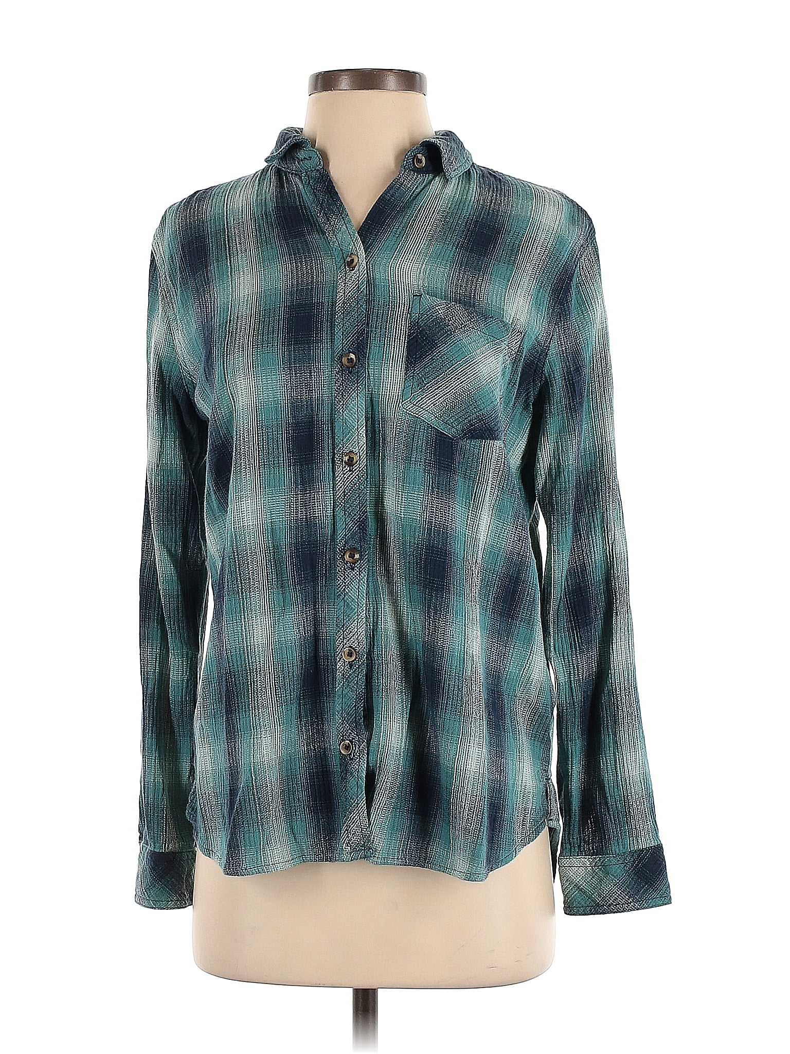 Sonoma Goods for Life Plaid Teal Long Sleeve Button-Down Shirt Size S - 60% off | ThredUp