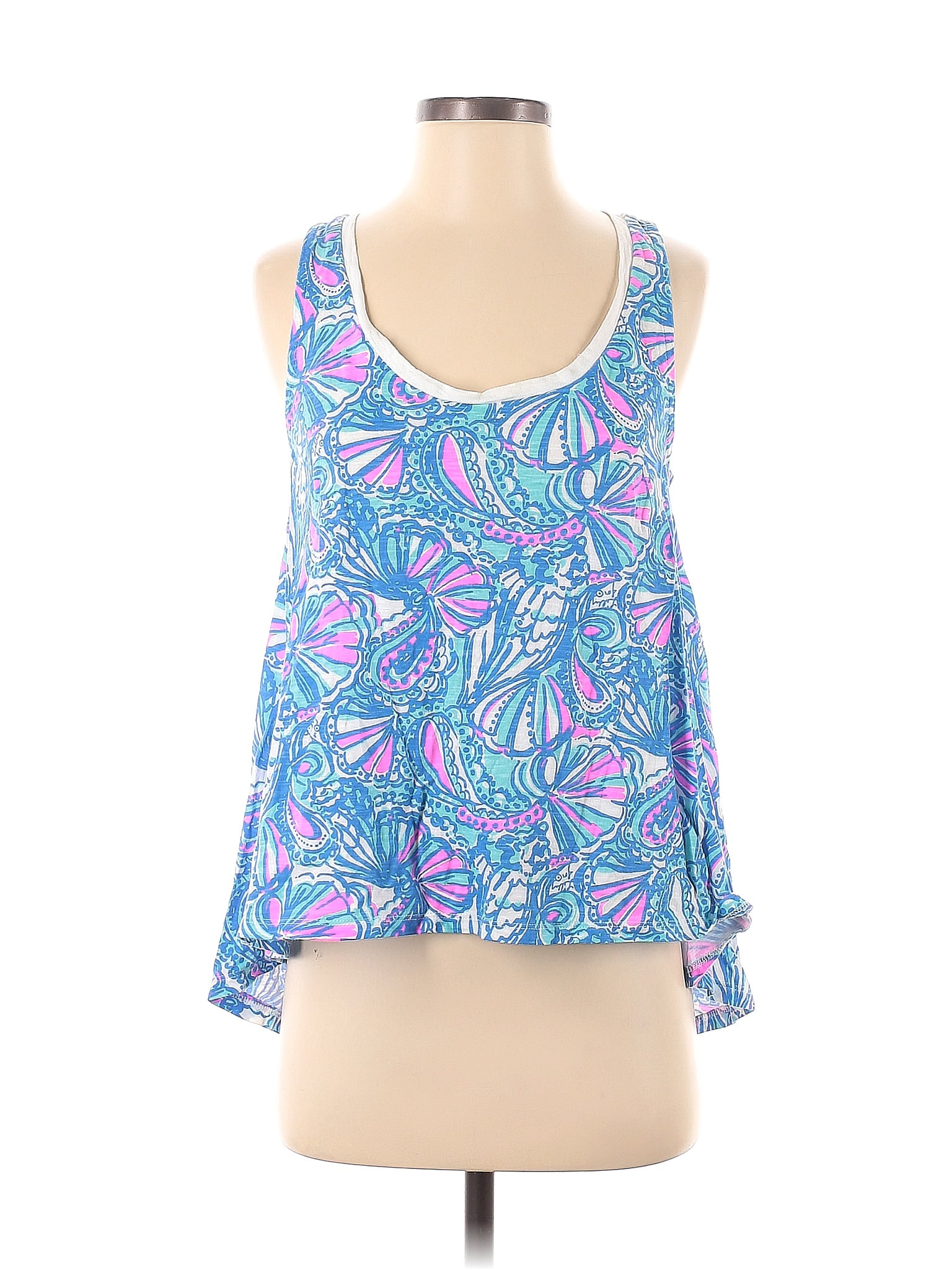 Lilly Pulitzer For Target 100% Cotton Tropical Multi Color Blue Tank ...