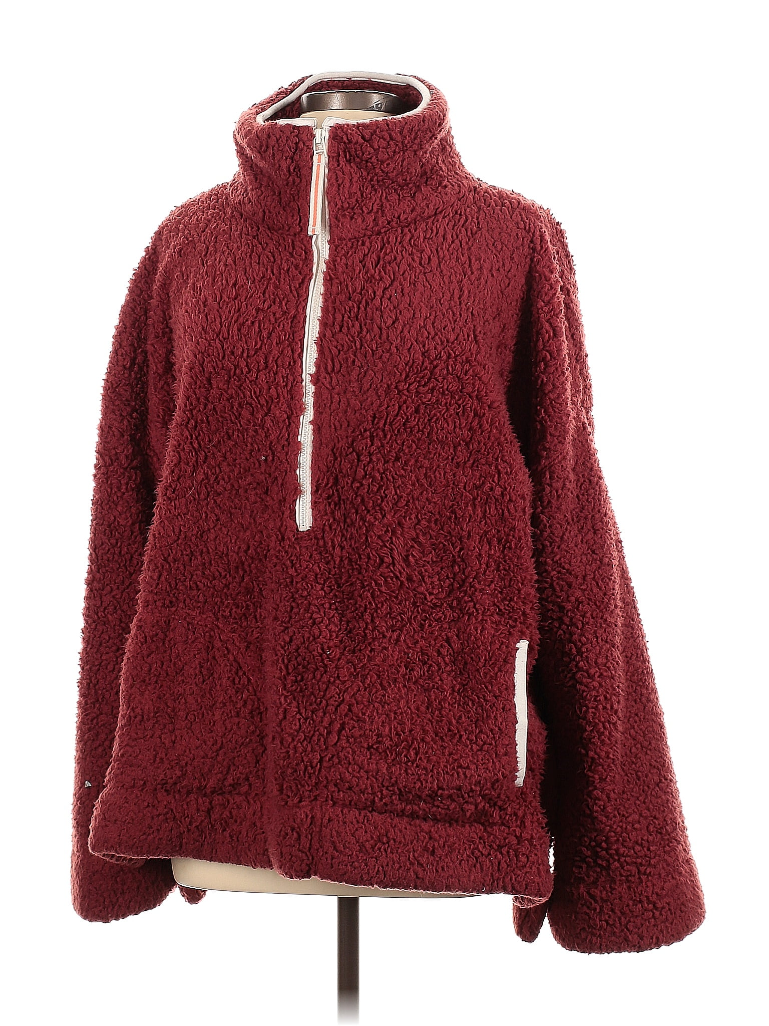 Anthropologie 100% Polyester Solid Red Burgundy Fleece Size L - 70% off ...