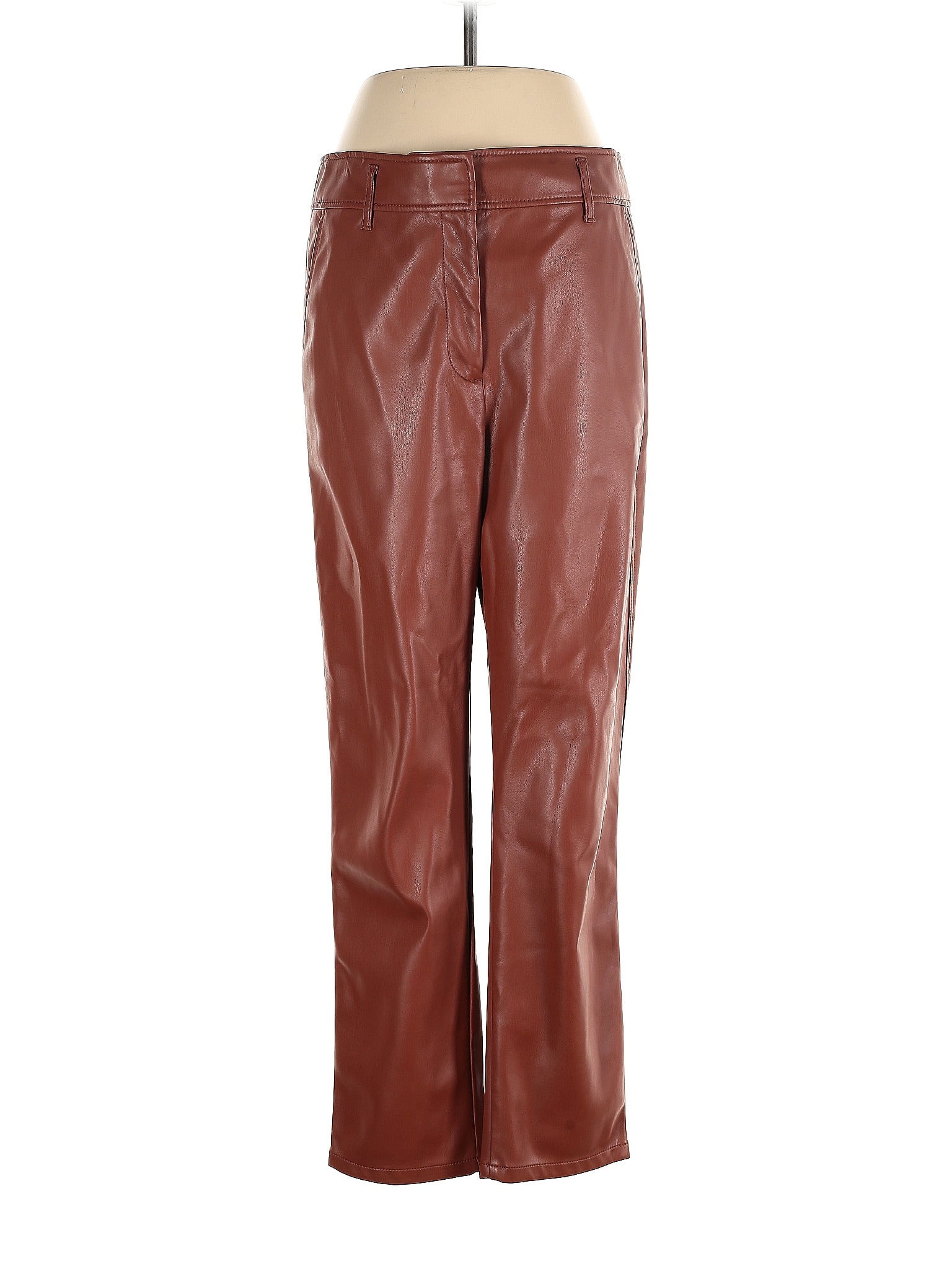 Ann Taylor LOFT 100% Polyurethane Solid Brown Faux Leather Pants Size 6 ...