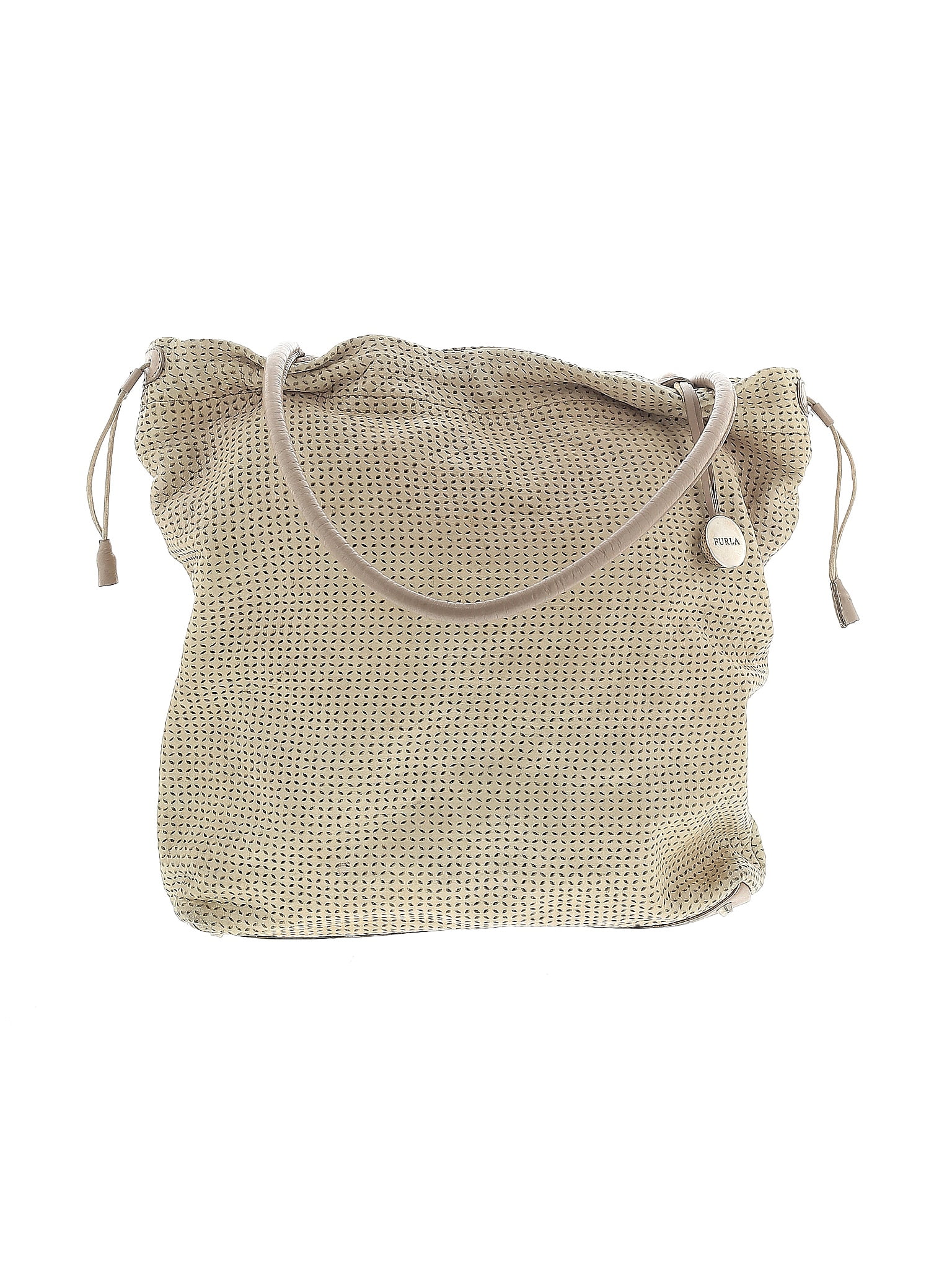 FURLA Solid Color Block Tan Gold Leather Shoulder Bag One Size - 69% ...