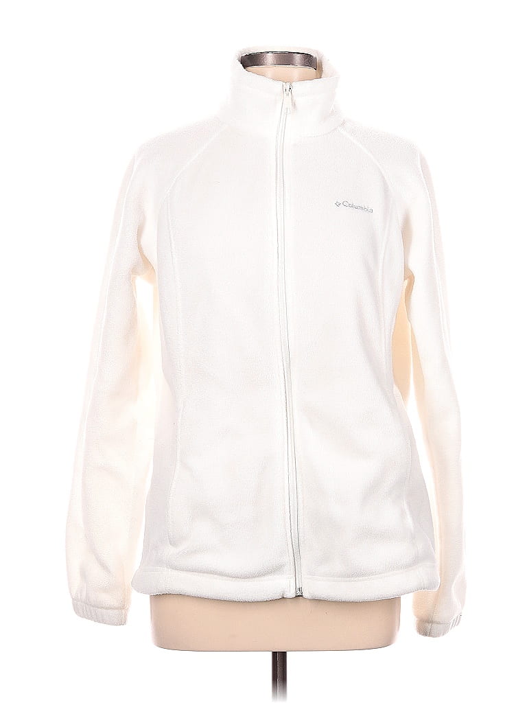 Columbia 100% Polyester Color Block Solid White Turtleneck Sweater Size ...