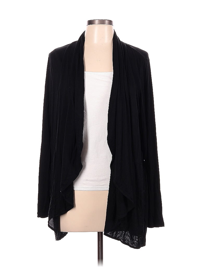 LOGO by Lori Goldstein Solid Black Kimono Size L - 67% off | ThredUp