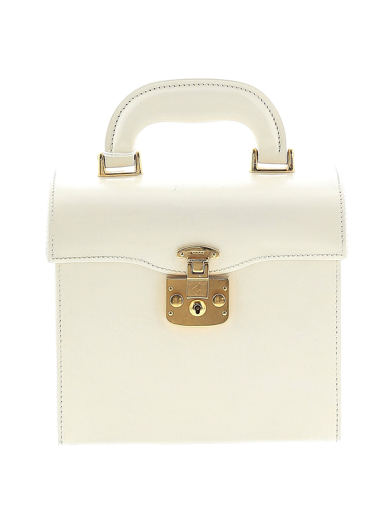 Gucci 100% Calf Leather Color Block Solid Ivory Vintage Push Lock ...