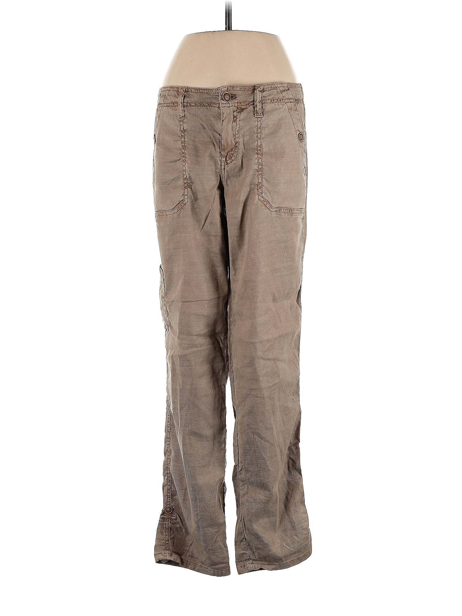 Level 99 Solid Brown Linen Pants 27 Waist - 81% off | ThredUp