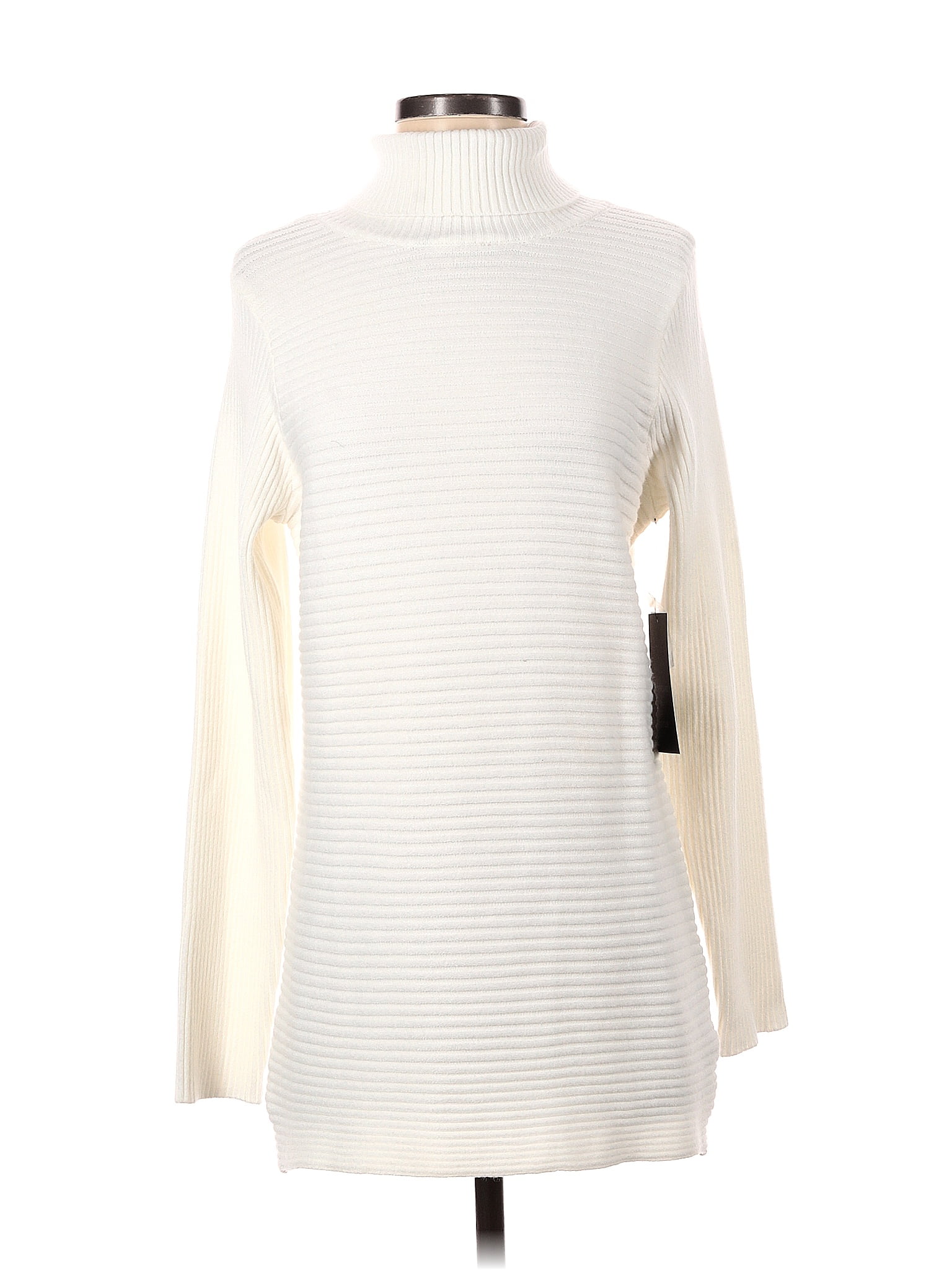 Devotion by Cyrus Color Block Solid White Ivory Turtleneck Sweater Size ...