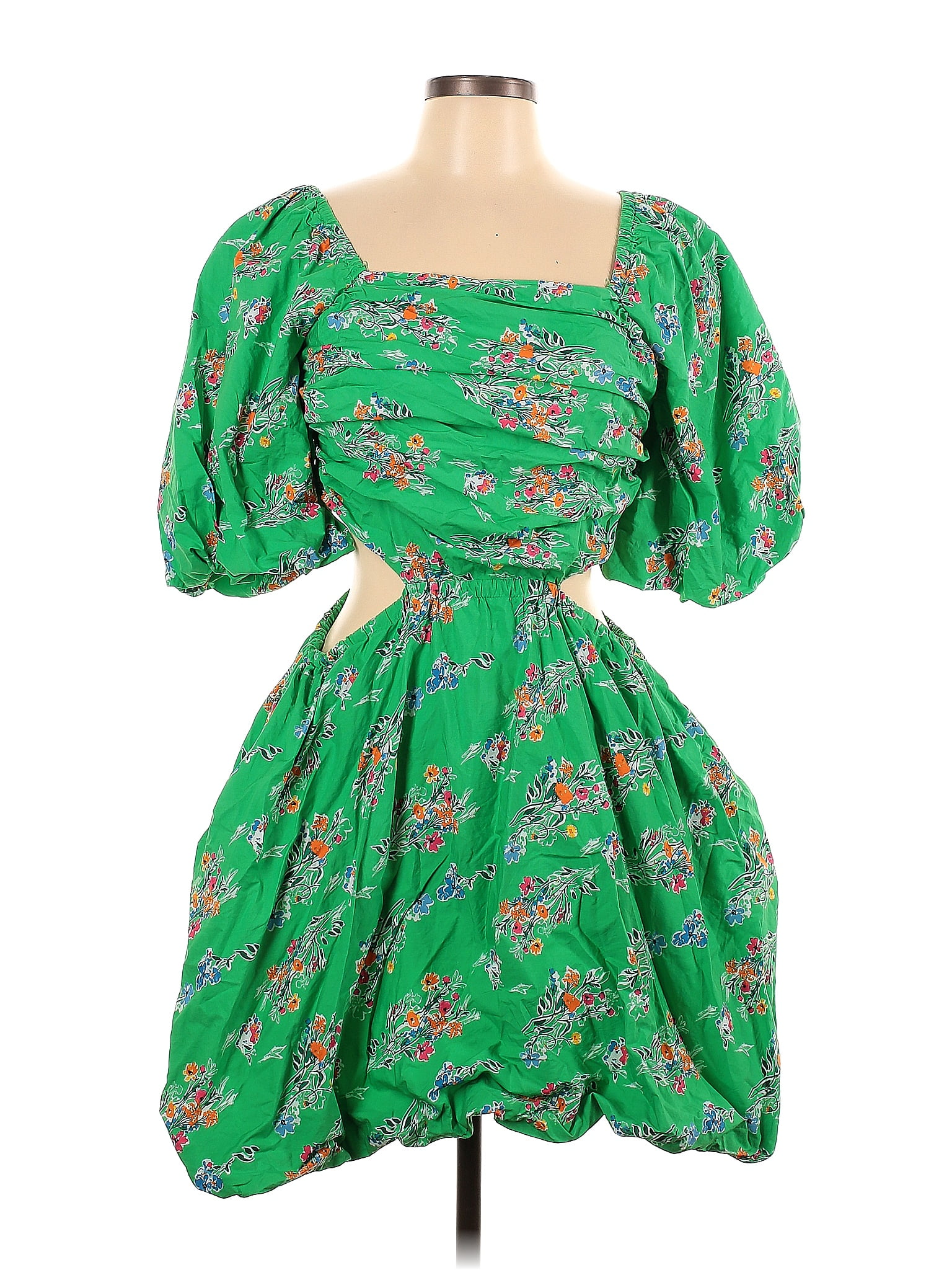 A New Day 100 Cotton Floral Green Cocktail Dress Size L 55 Off Thredup