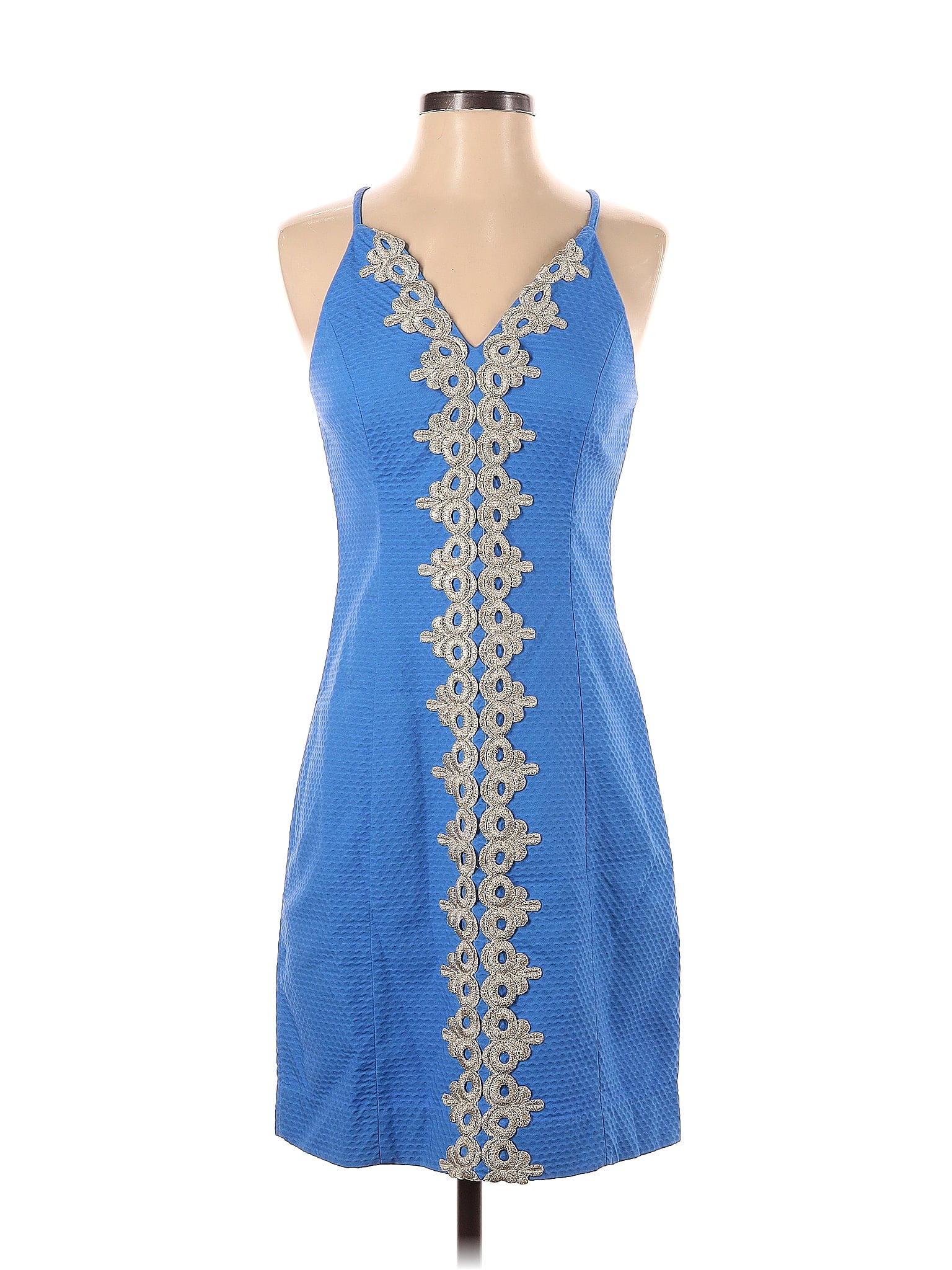 Lilly Pulitzer 100 Cotton Solid Blue Casual Dress Size 0 65 Off