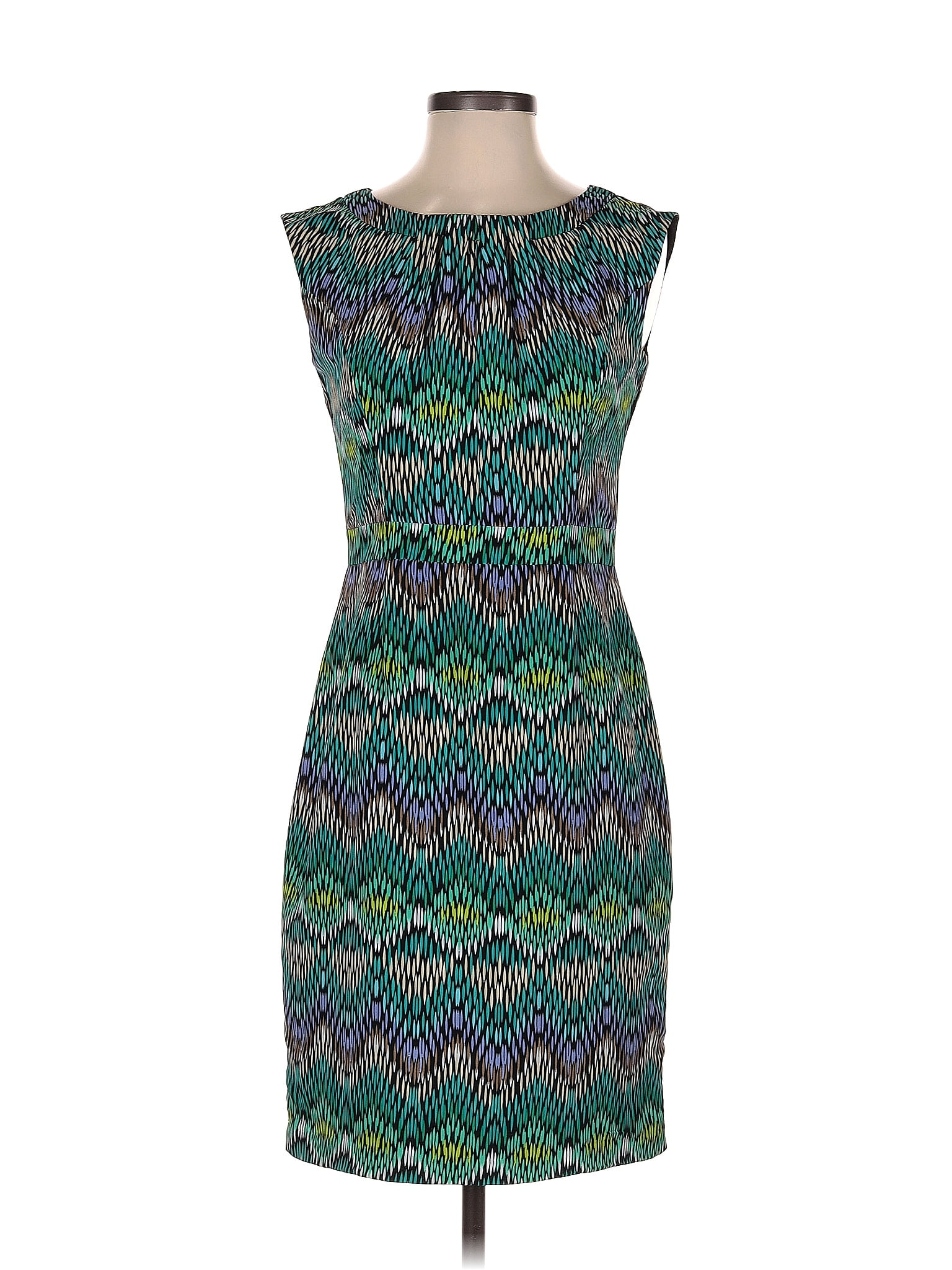 Ellen Tracy Multi Color Teal Casual Dress Size 2 77 Off Thredup