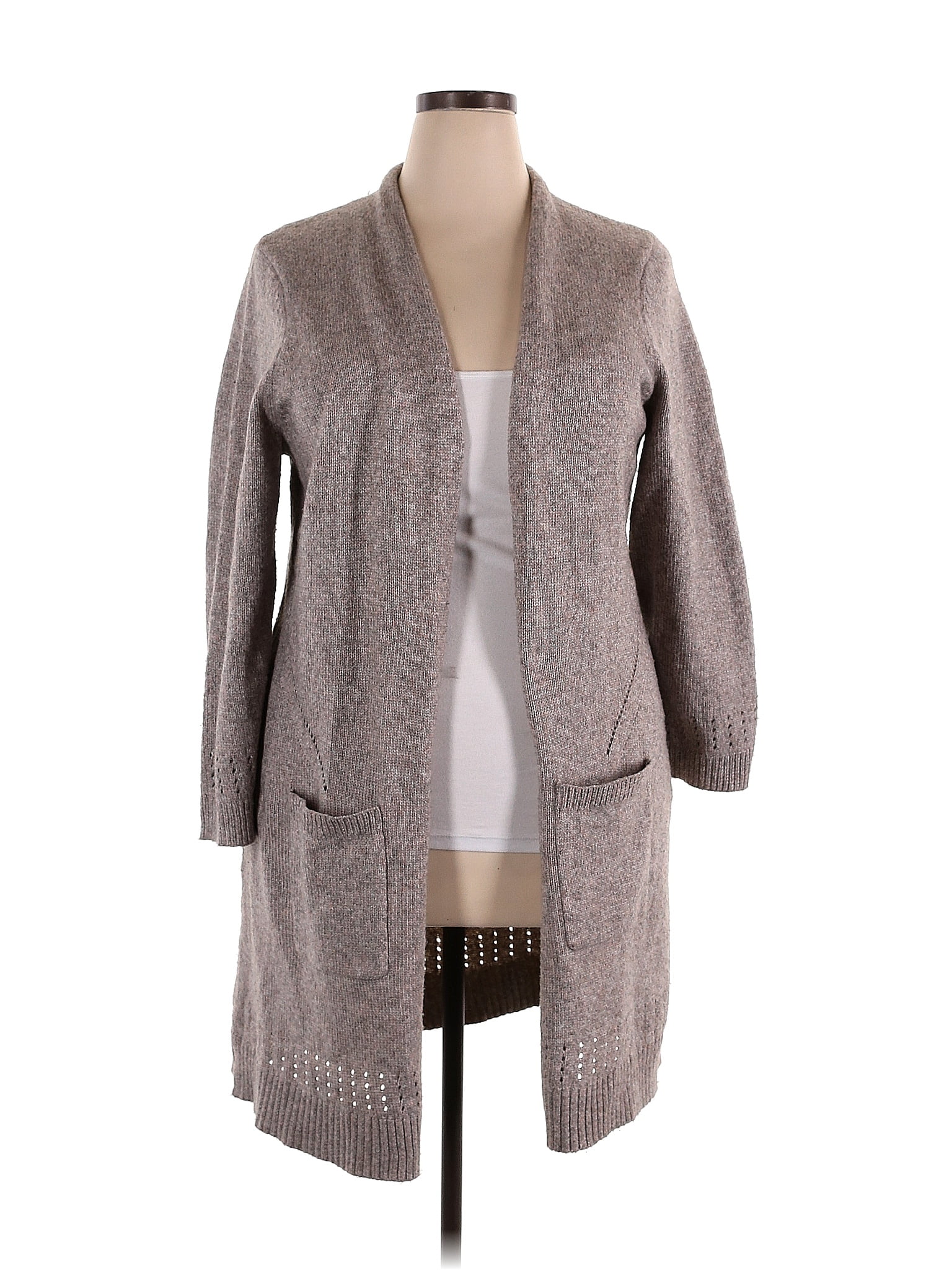 DressBarn 100% Polyester Color Block Gray Cardigan Size 2X (Plus) - 54% ...