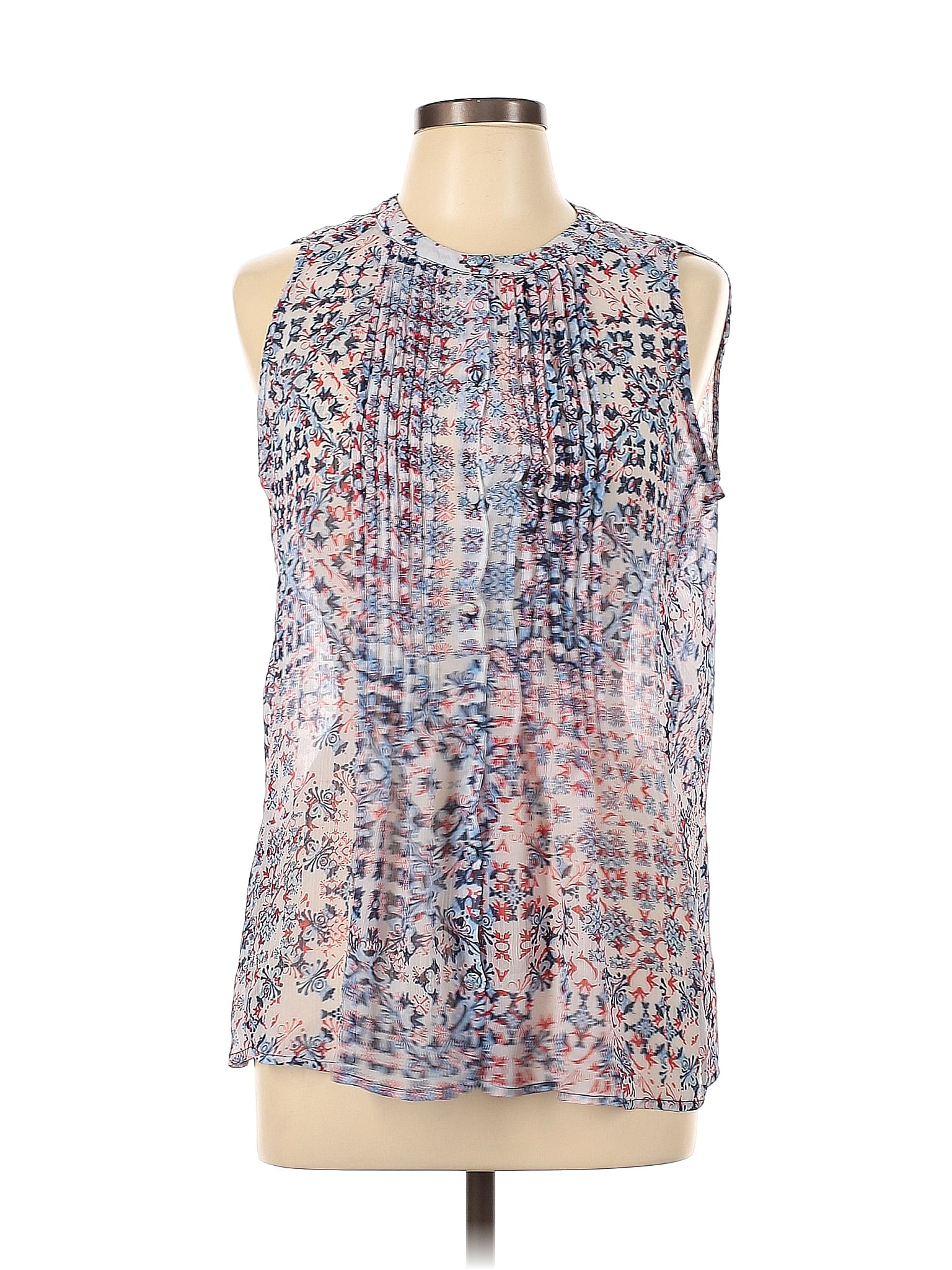 Liz Claiborne 100 Polyester Blue Sleeveless Blouse Size L 62 Off