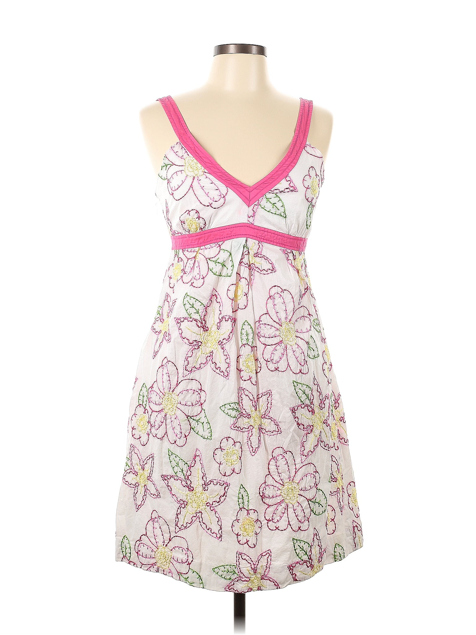 Lilly Pulitzer 100 Cotton Color Block Floral Pink Casual Dress Size 10